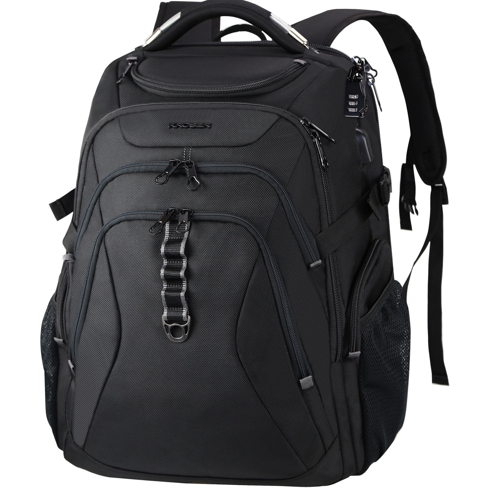 KROSER 18.4 Inch Adult Travel Polyester Gaming Backpack, Black ...
