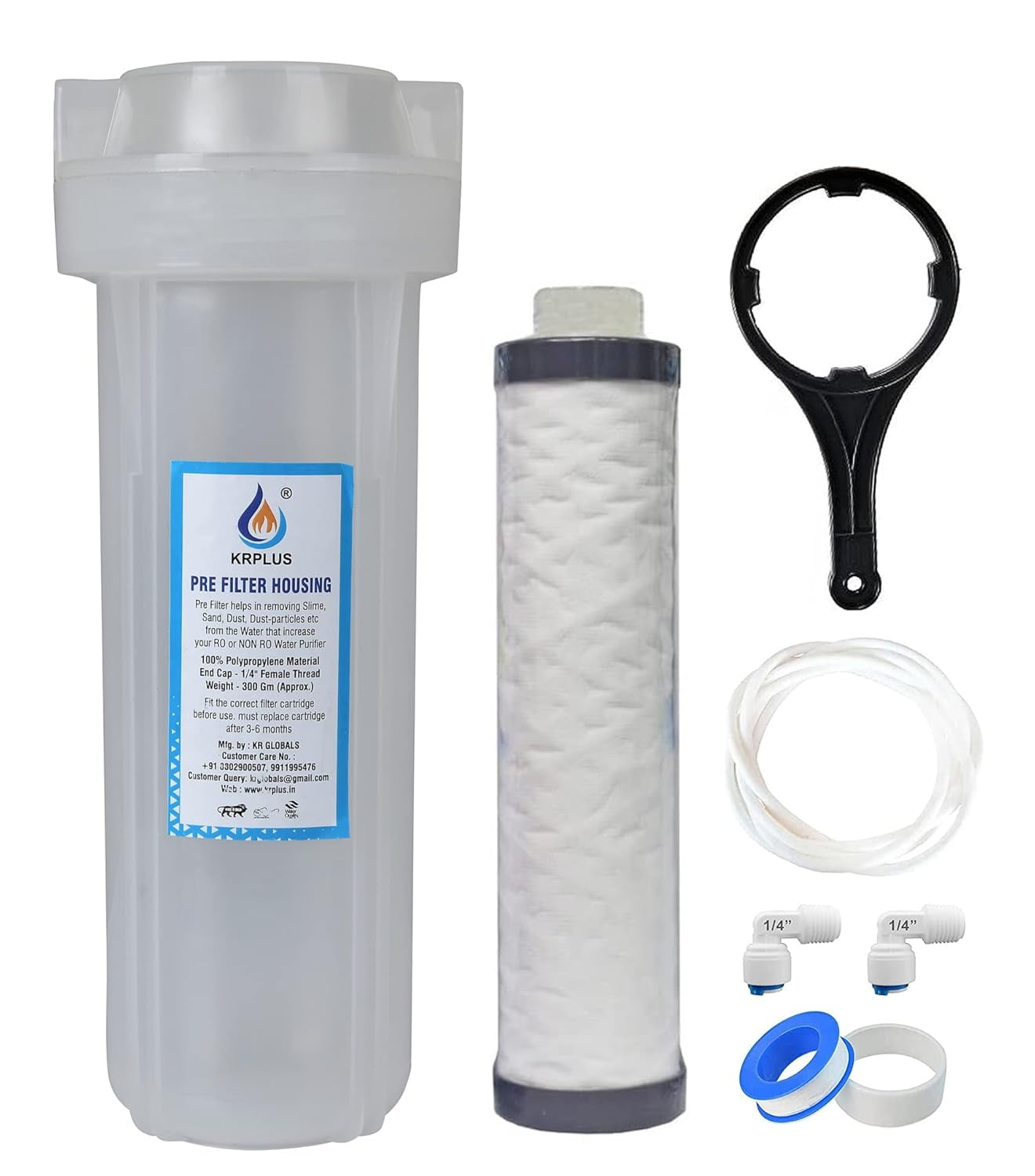 KRPLUS 10 Inch Transparent Pre Filter for Domestic RO Water Purifier PF ...