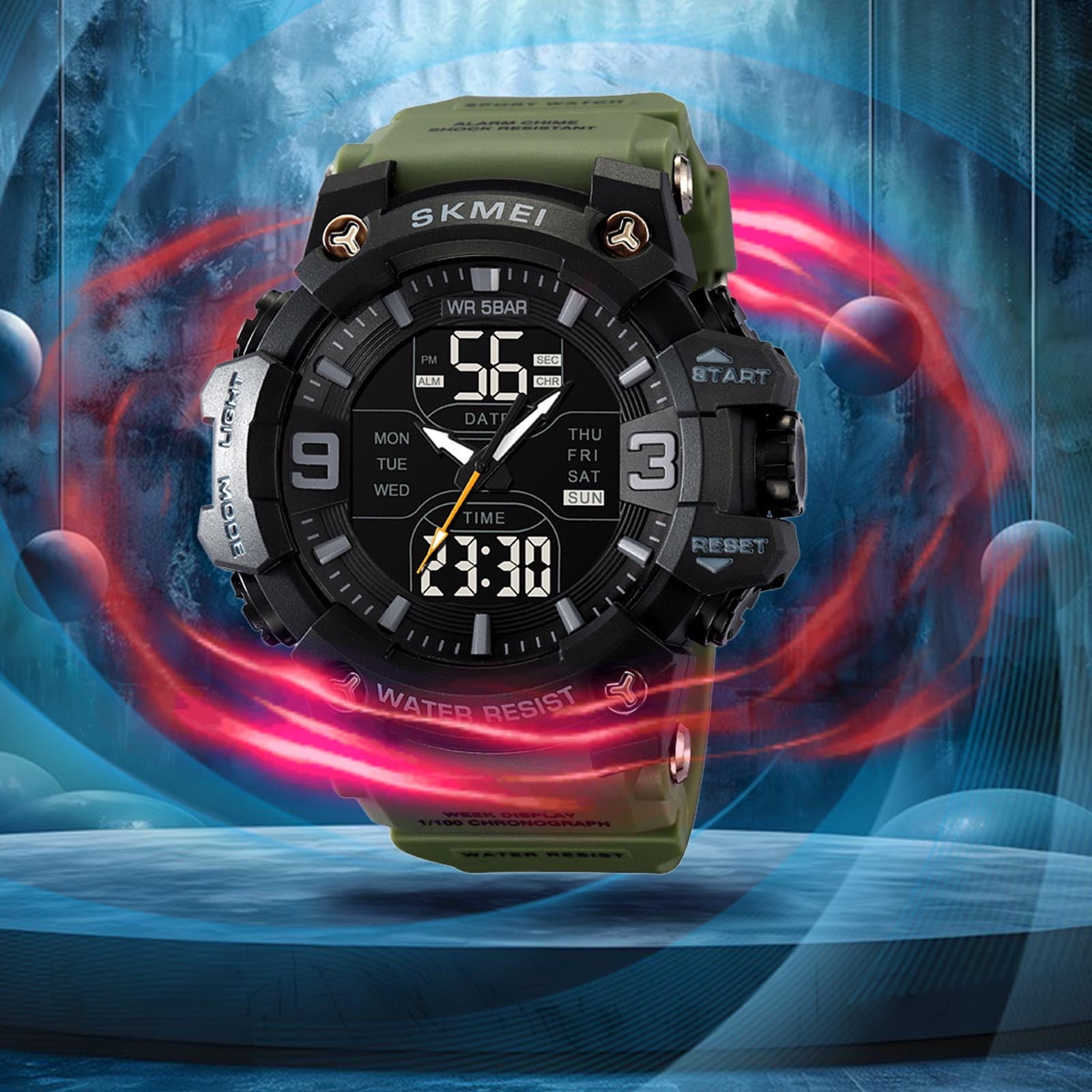 KRQAP Men's Sport Digital Watch Waterproof Outdoor Watch With Stopwatch ...