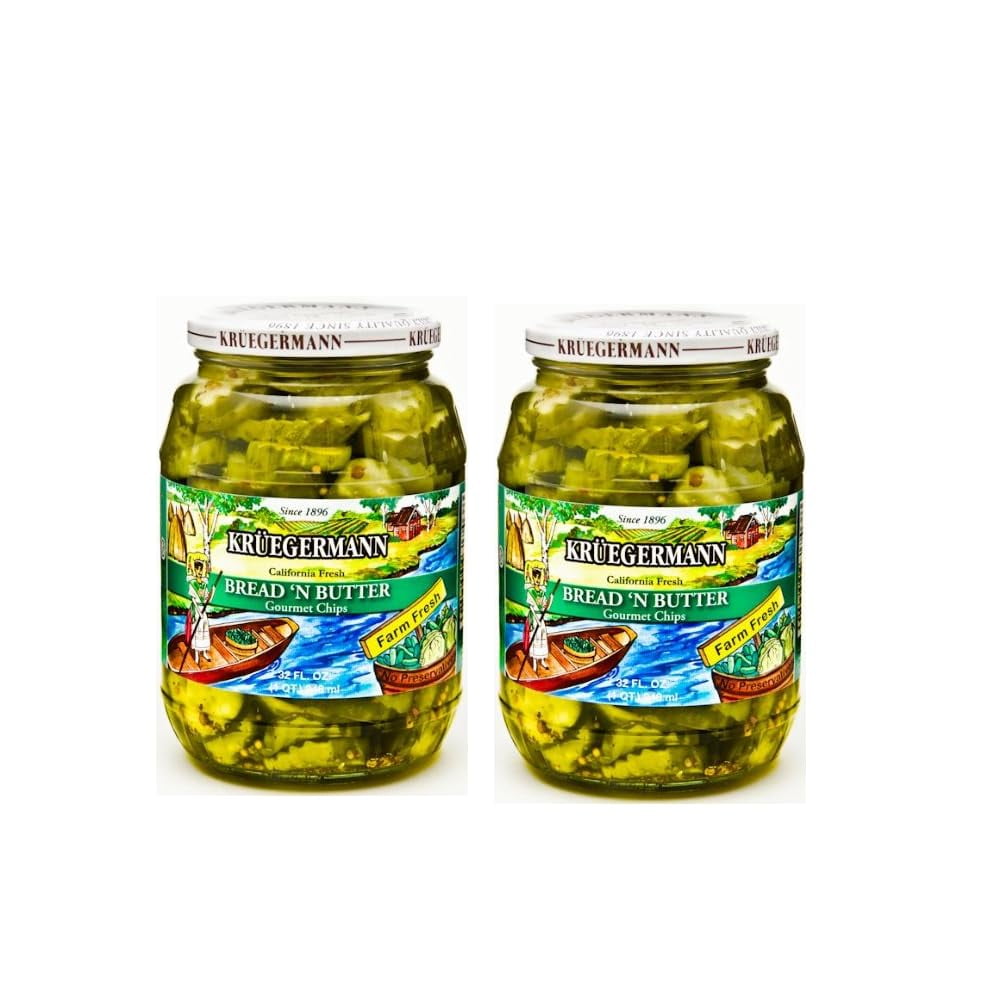 KRUEGERMANN Bread N Butter Gourmet Pickled Chips Two (2) Jars 32 fl.oz ...