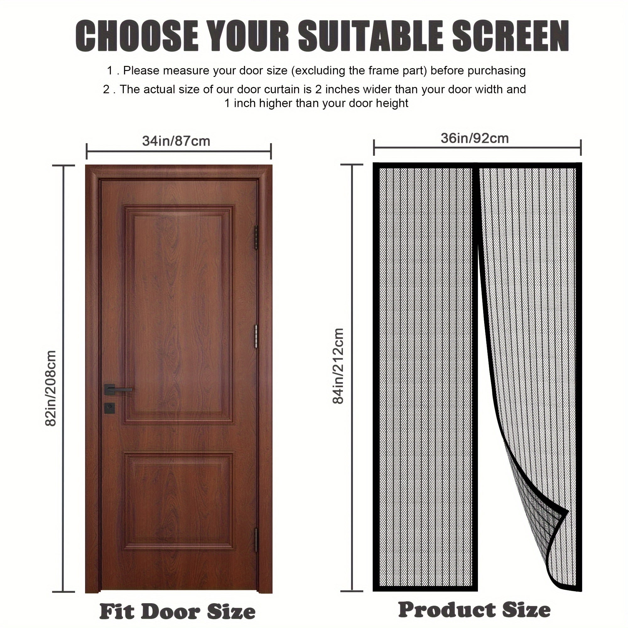KRUEM Fits Door Size Magnetic Screen Door - Hands-Free Pet-Friendly ...