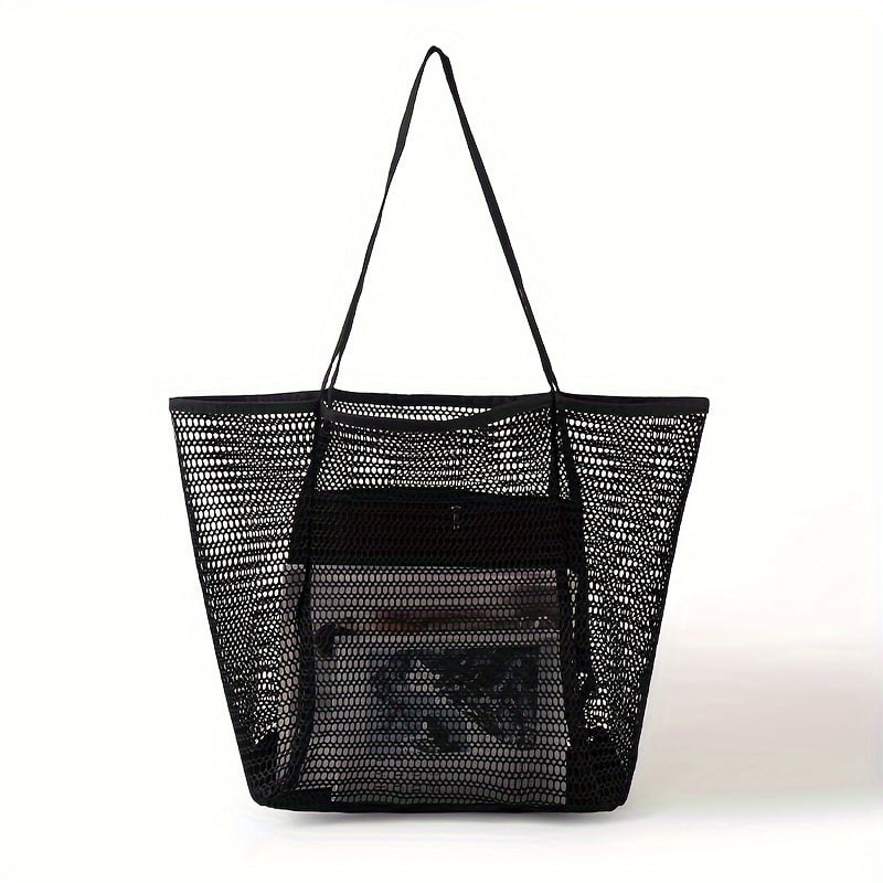 KRUEM Large Foldable and Portable Nylon Mesh Beach Tote Bag for Women ...