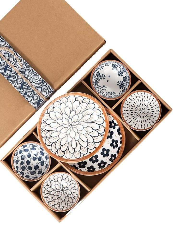 KRUSAN 6 Pcs Ceramic Rice BowlsBeautiful Gift Box Packed Assorted ...