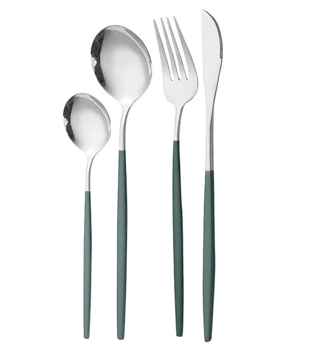KRUSAN Stainless Steel Cutlery Set 4 Pieces Silver Table Dinner Spoon ...