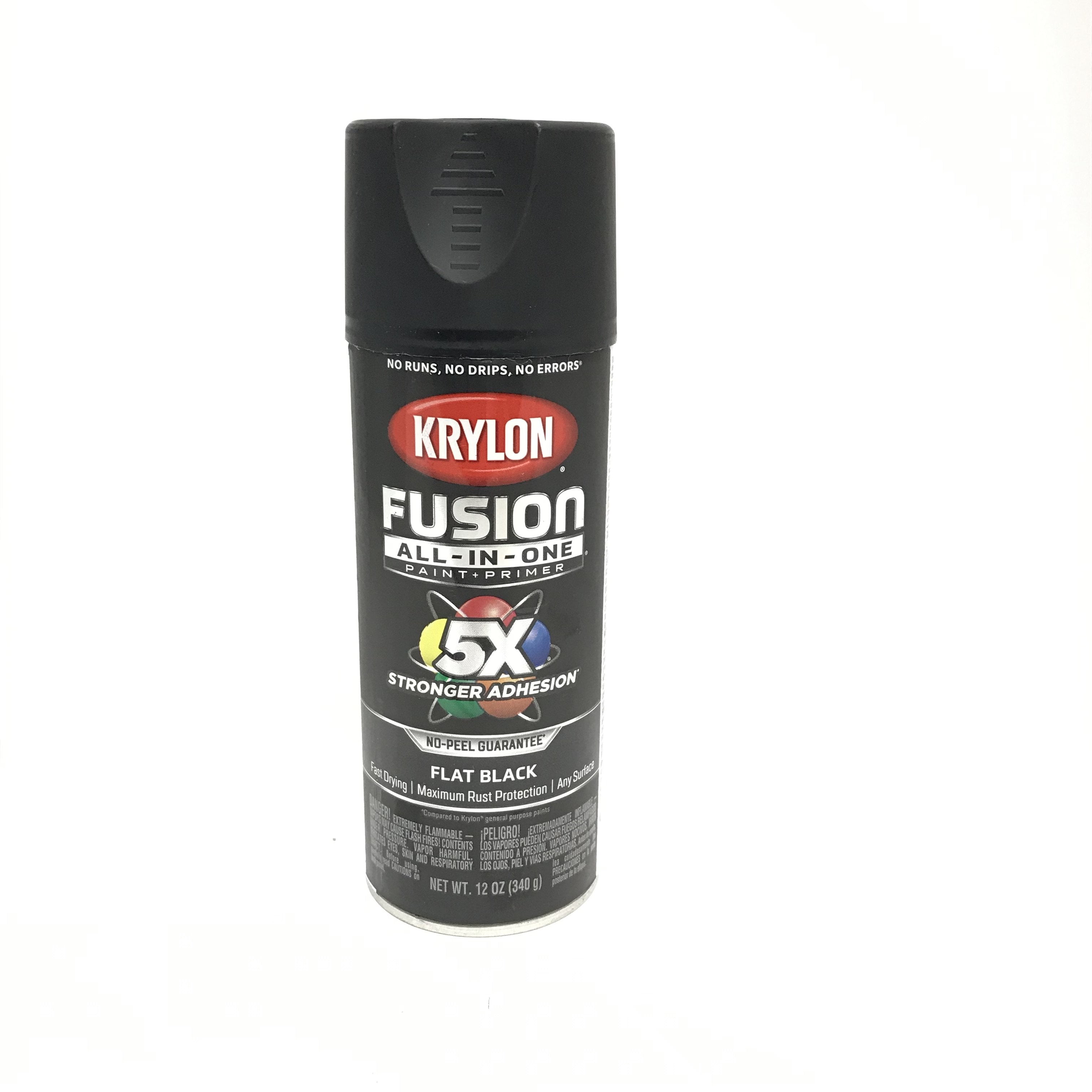 KRYLON 2728 BLACK Fusion All-In-One Metal Paint & Primer, No-Peel, Flat ...
