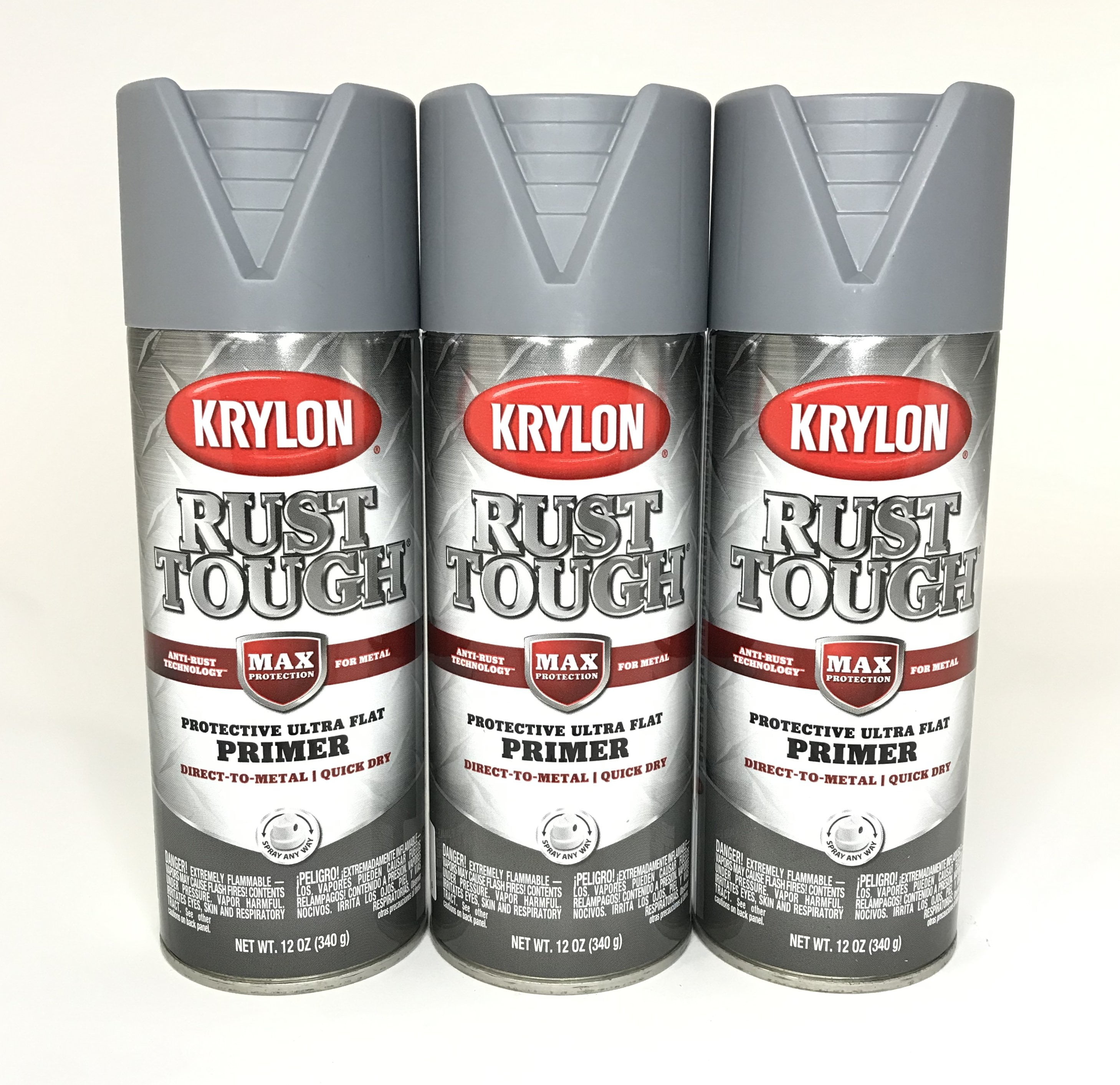KRYLON RTA9205-3 PACK Rust Tough GRAY Primer - Max Protection - Quick ...