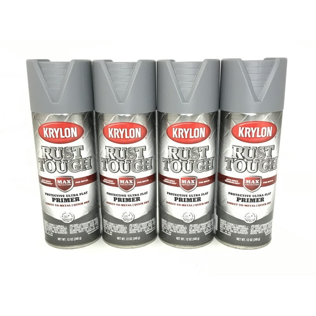 KRYLON Rust Tough GRAY Primer Spray Paint for Metal - 4 Pack, 12 oz ...