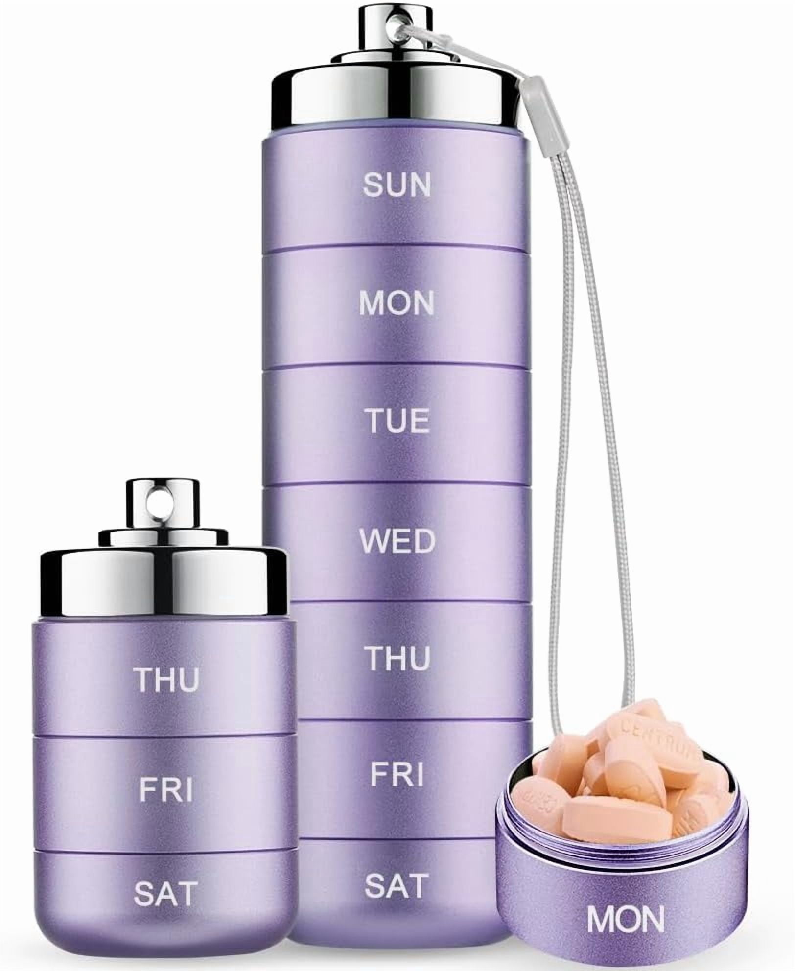 KRYVN 7-Day Weekly Pill Organizer, Stackable Metal Pill Case, Travel ...