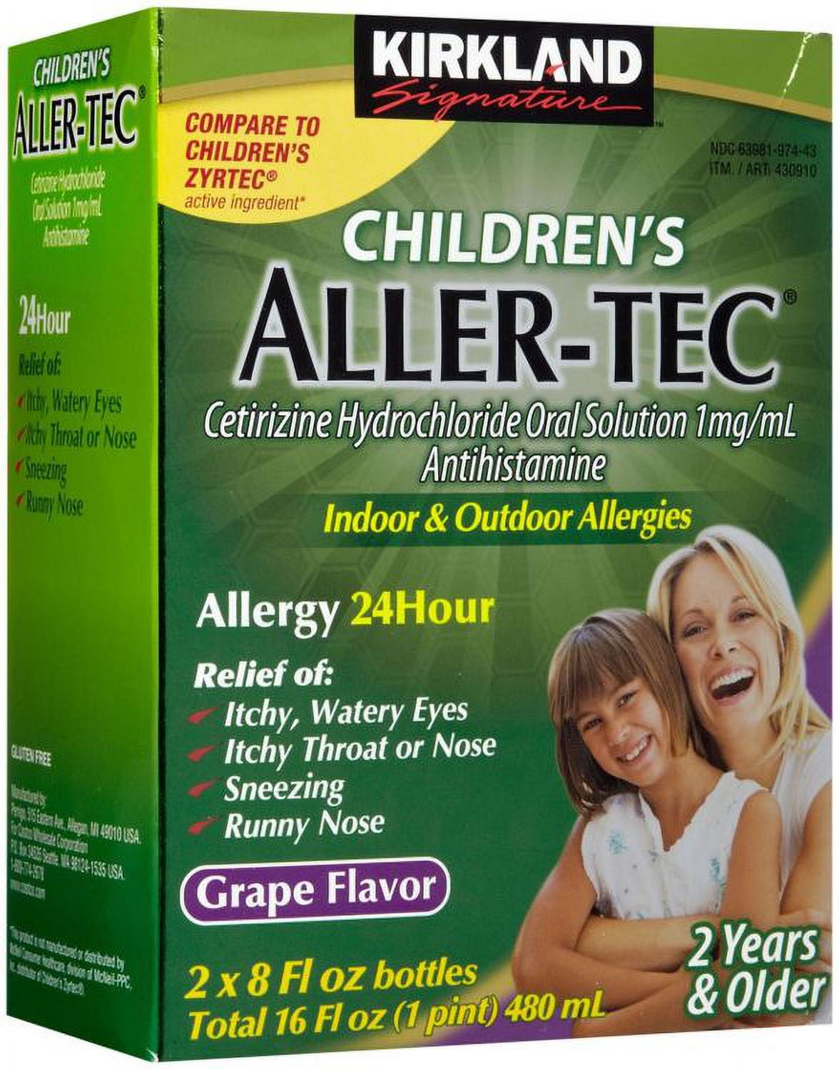 KS Children's Aller-Tec Cetirizine Grape Flavor 8 oz - 2 Bottles ...
