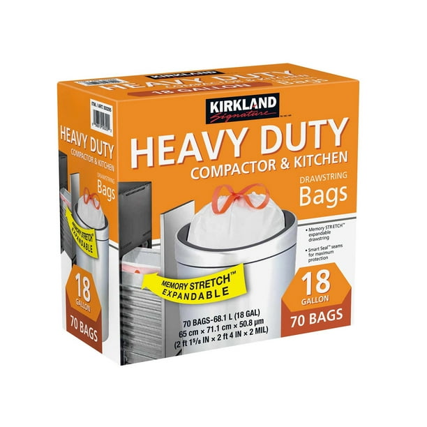 Kirkland Signature 18-Gallon Compactor & Kitchen Trash Bag, 70 Count ...