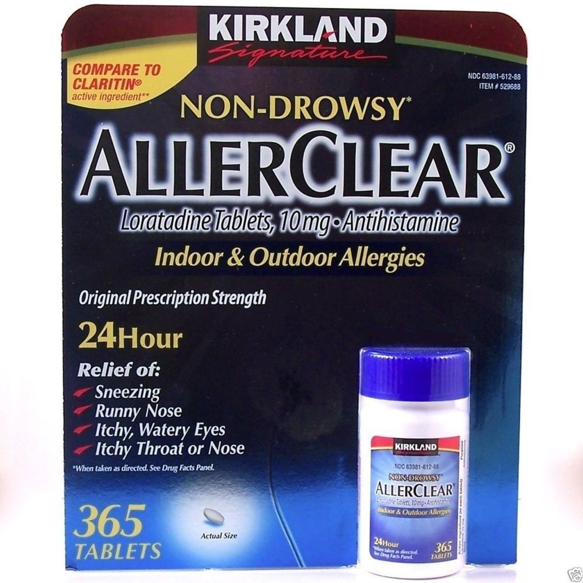 Kirkland Signature Non Drowsy Allerclear Loratadine 10mg Tablets ...