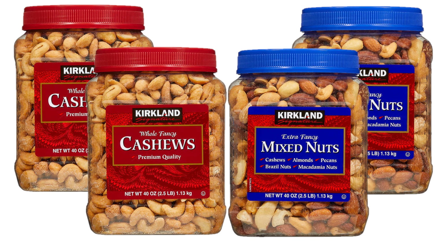 KS Whole Fancy Cashews, 2.5 lbs (2 Pack) & Extra Fancy Mixed Nuts (2 ...