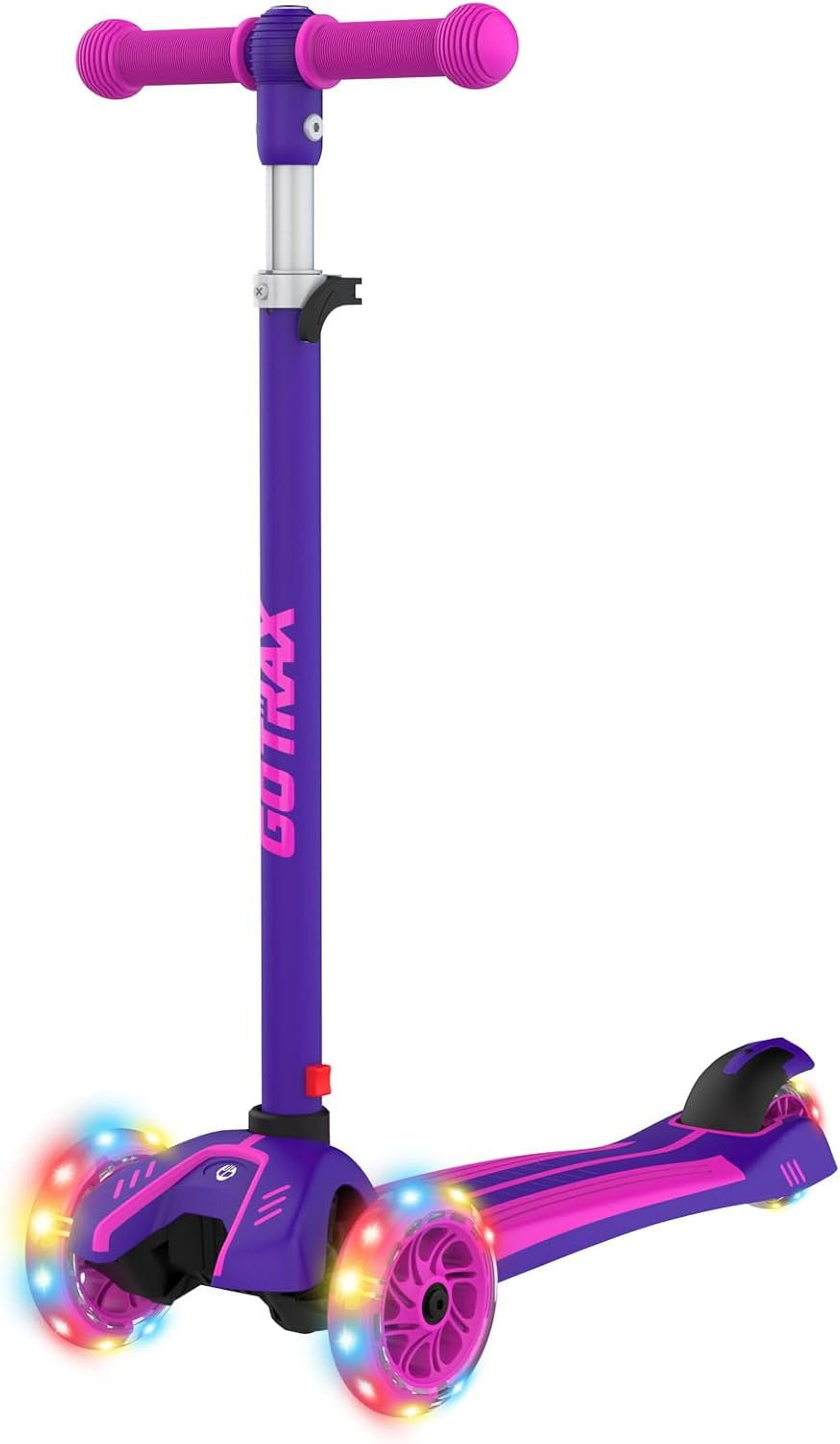 KS1 Kids Kick Scooter, LED Lighted Wheels and 3 Adjustable Height ...
