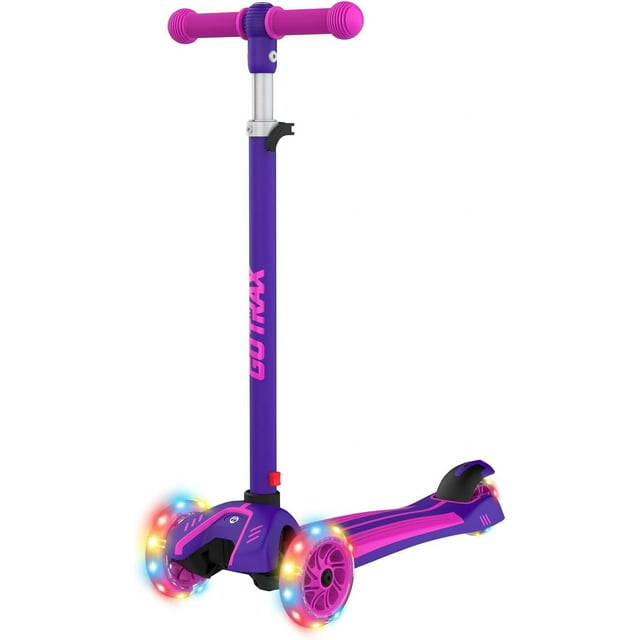 KS1 Kids Kick Scooter, LED Lighted Wheels and 3 Adjustable Height ...