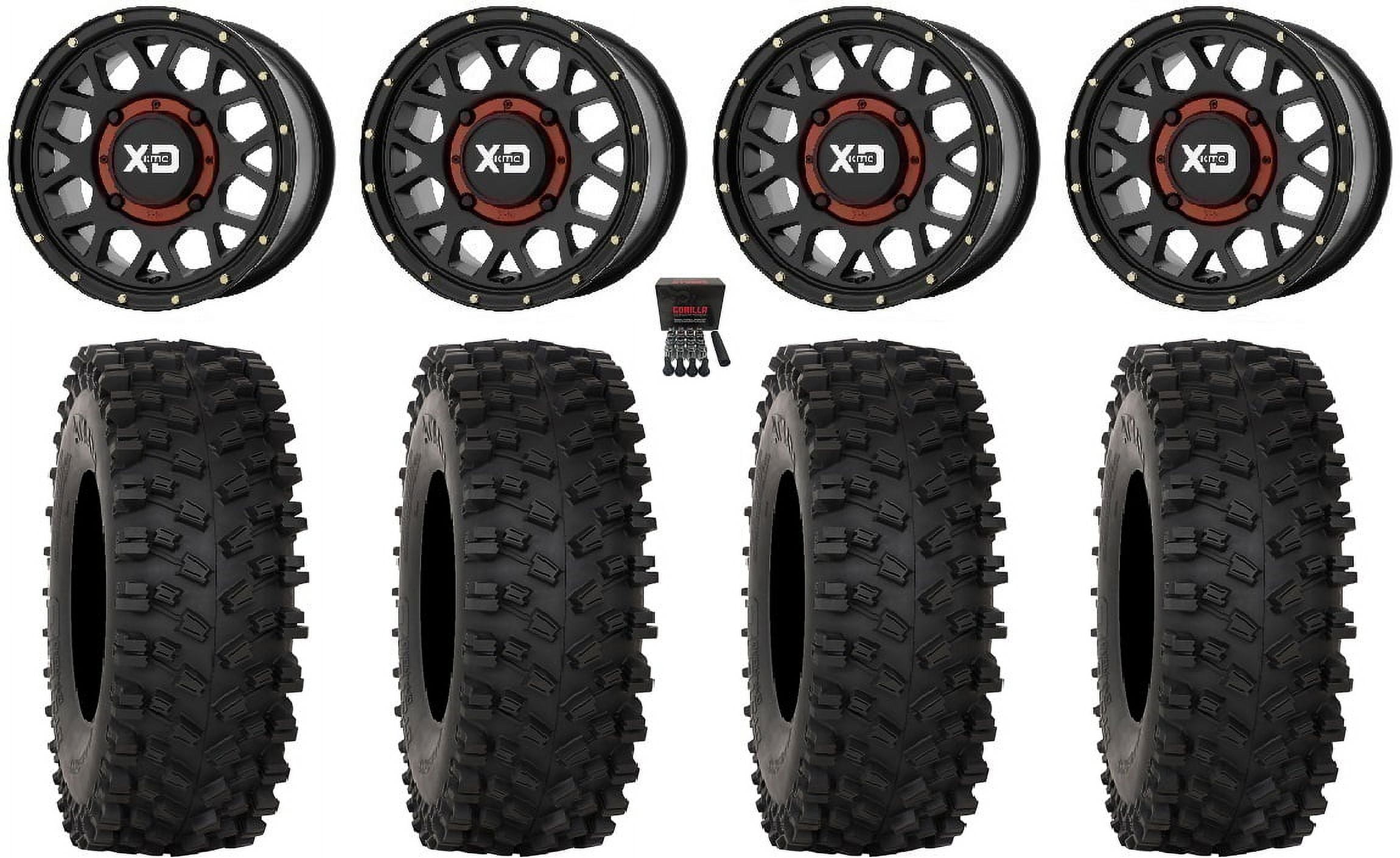 KS135 Grenade 14" Wheels Black 28" ATX470 Tires Polaris RZR XP 1000 ...