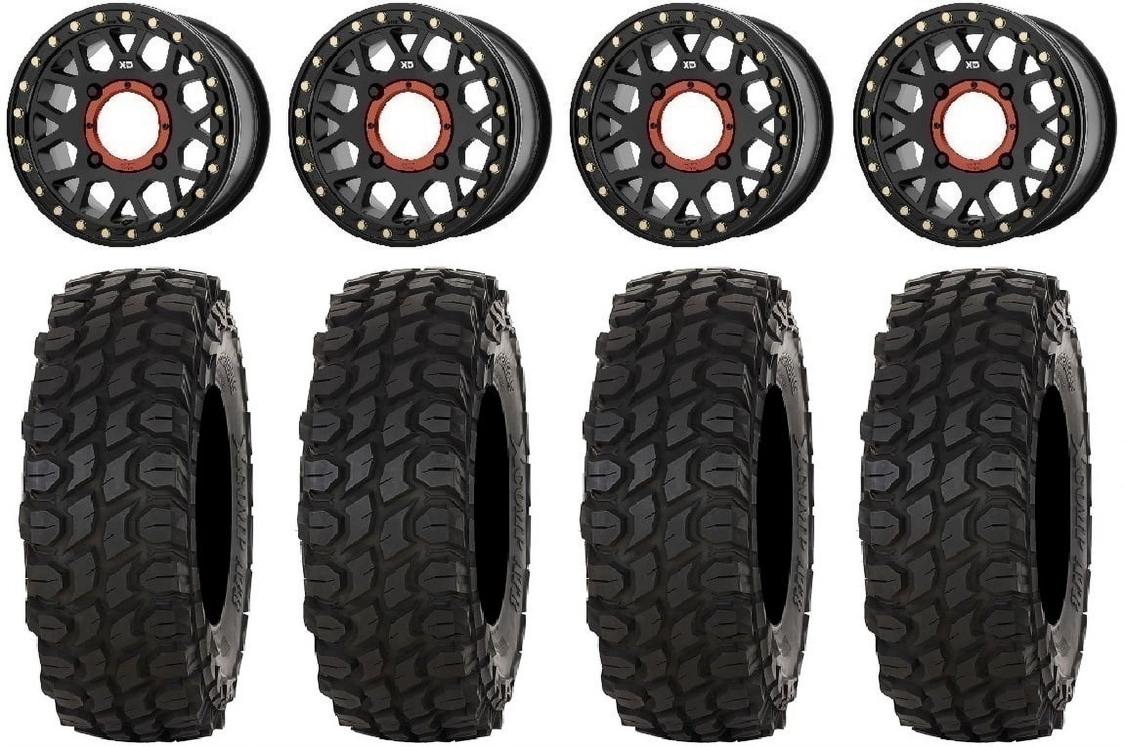 KS235 Grenade 15" Wheels Black 35" XComp ATR Tires Kawasaki Teryx Mule ...