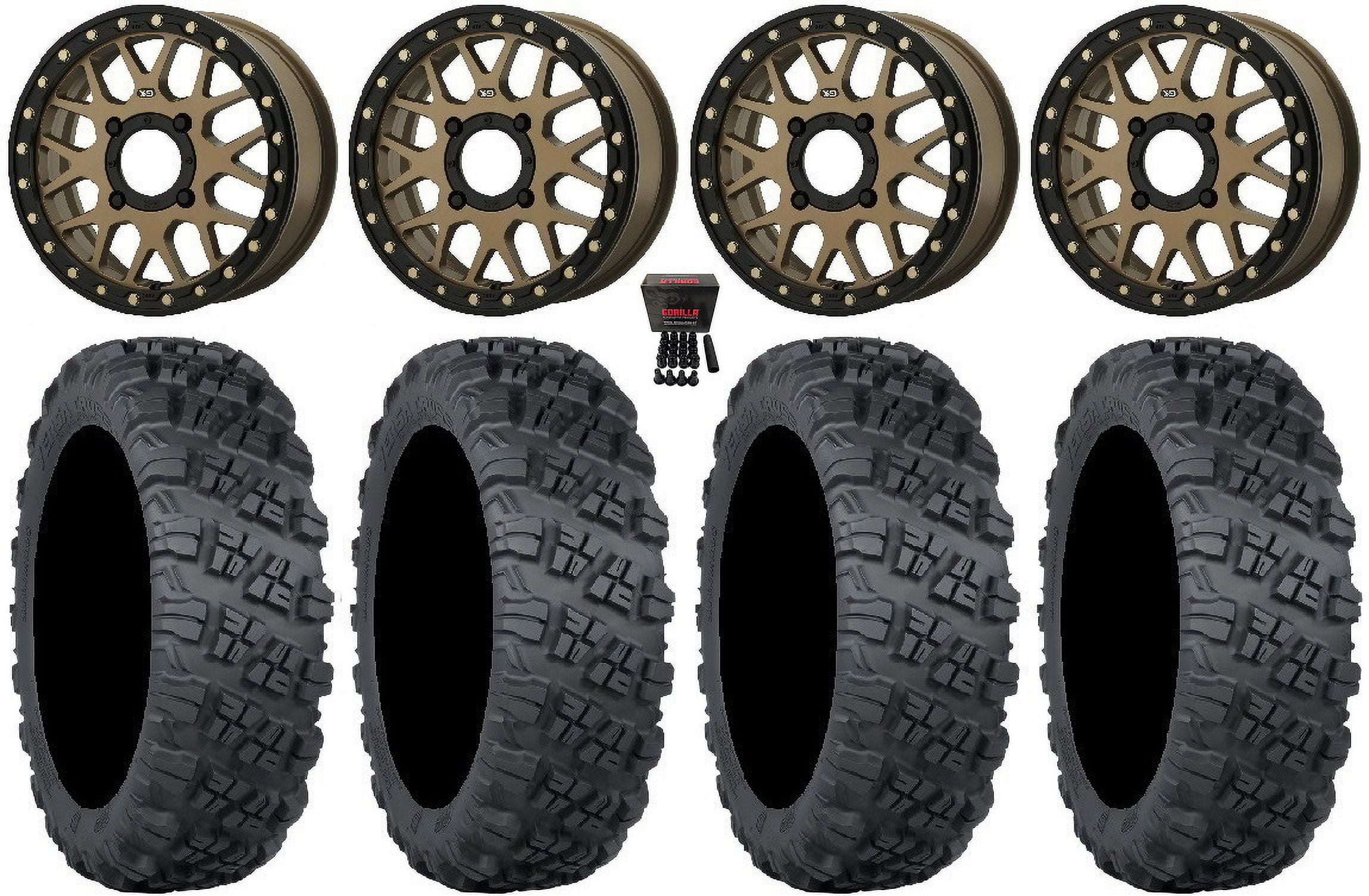 KS235 Grenade 15" Wheels Bronze 30" Versa Cross V3 Tires Polaris RZR XP ...
