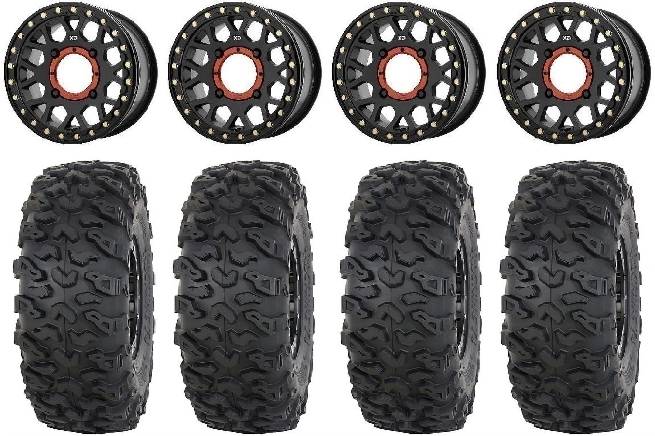 KS235 Grenade Beadlock 14" Wheels Bk 28" Roctane T4 Tires Can-Am ...