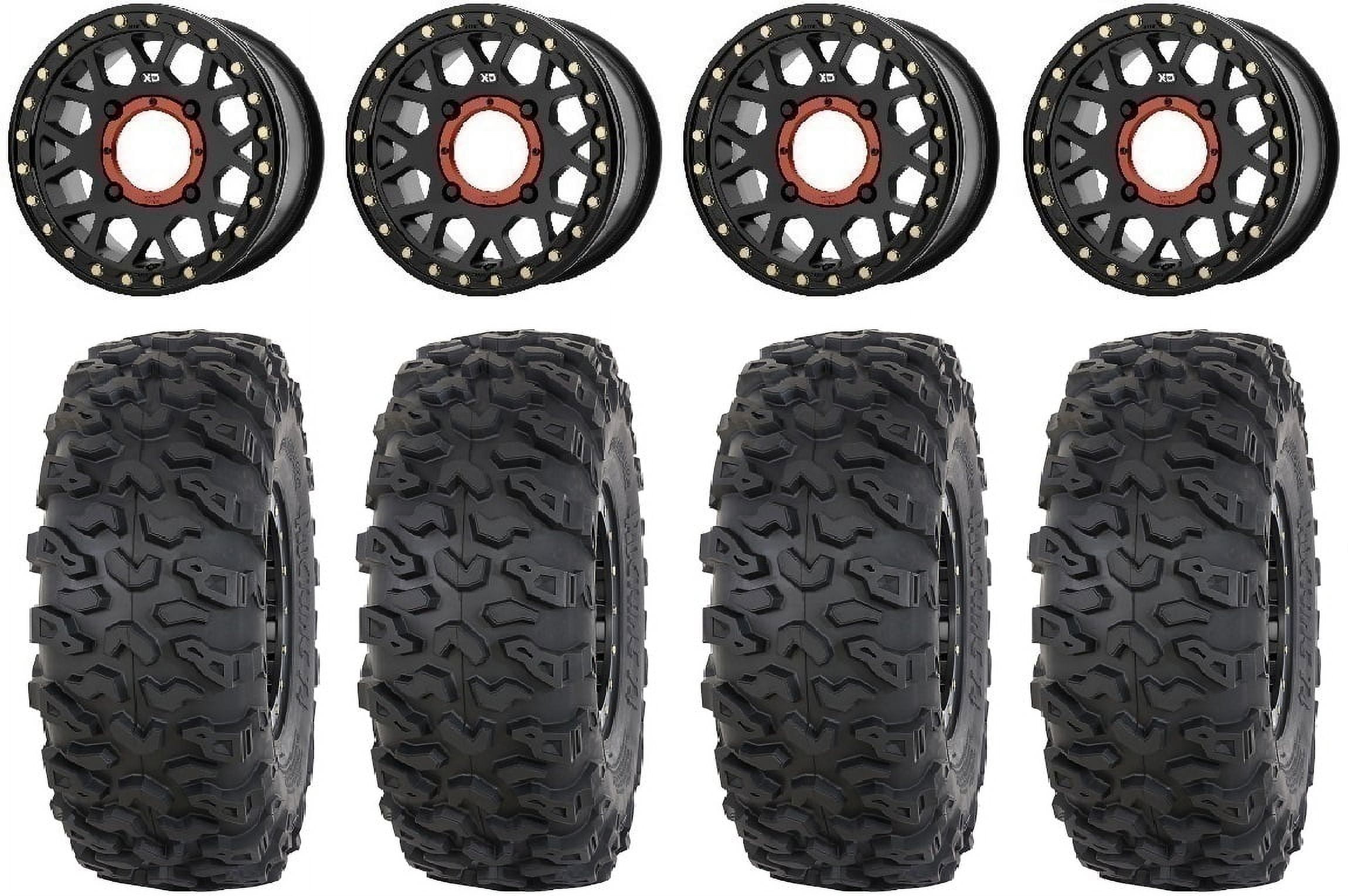 KS235 Grenade Beadlock 14" Wheels Bk 28" Roctane T4 Tires Sportsman RZR Ranger - Walmart.com