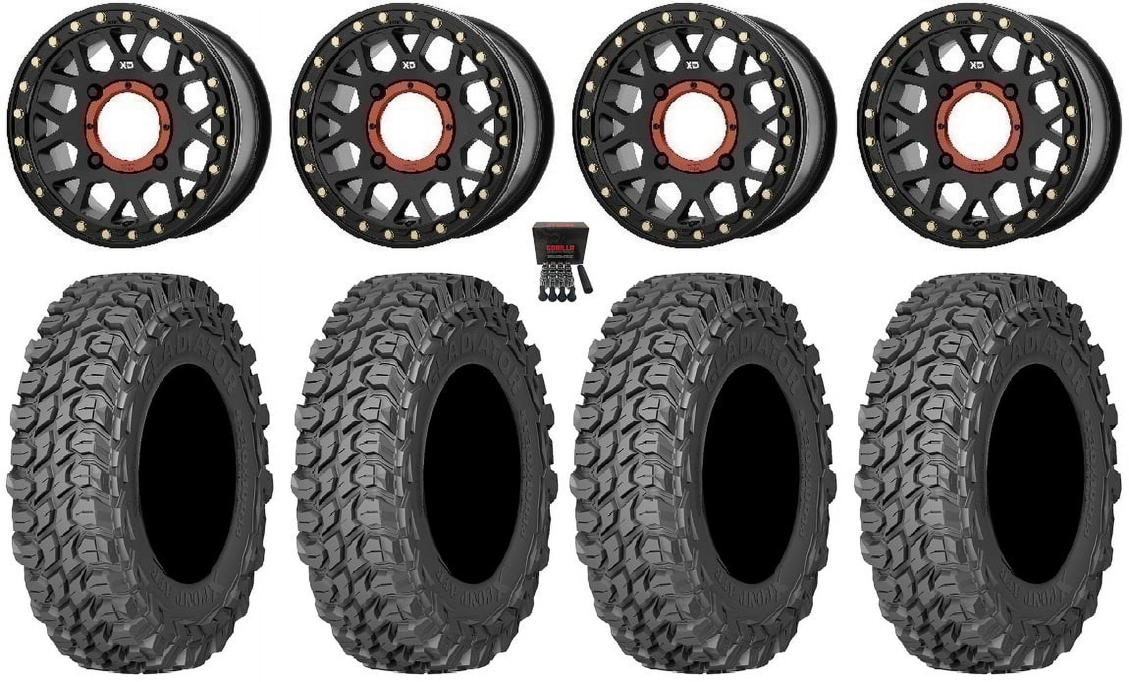 KS235 Grenade Beadlock 14" Wheels Bk 28" X Comp ATR Tires Polaris RZR ...