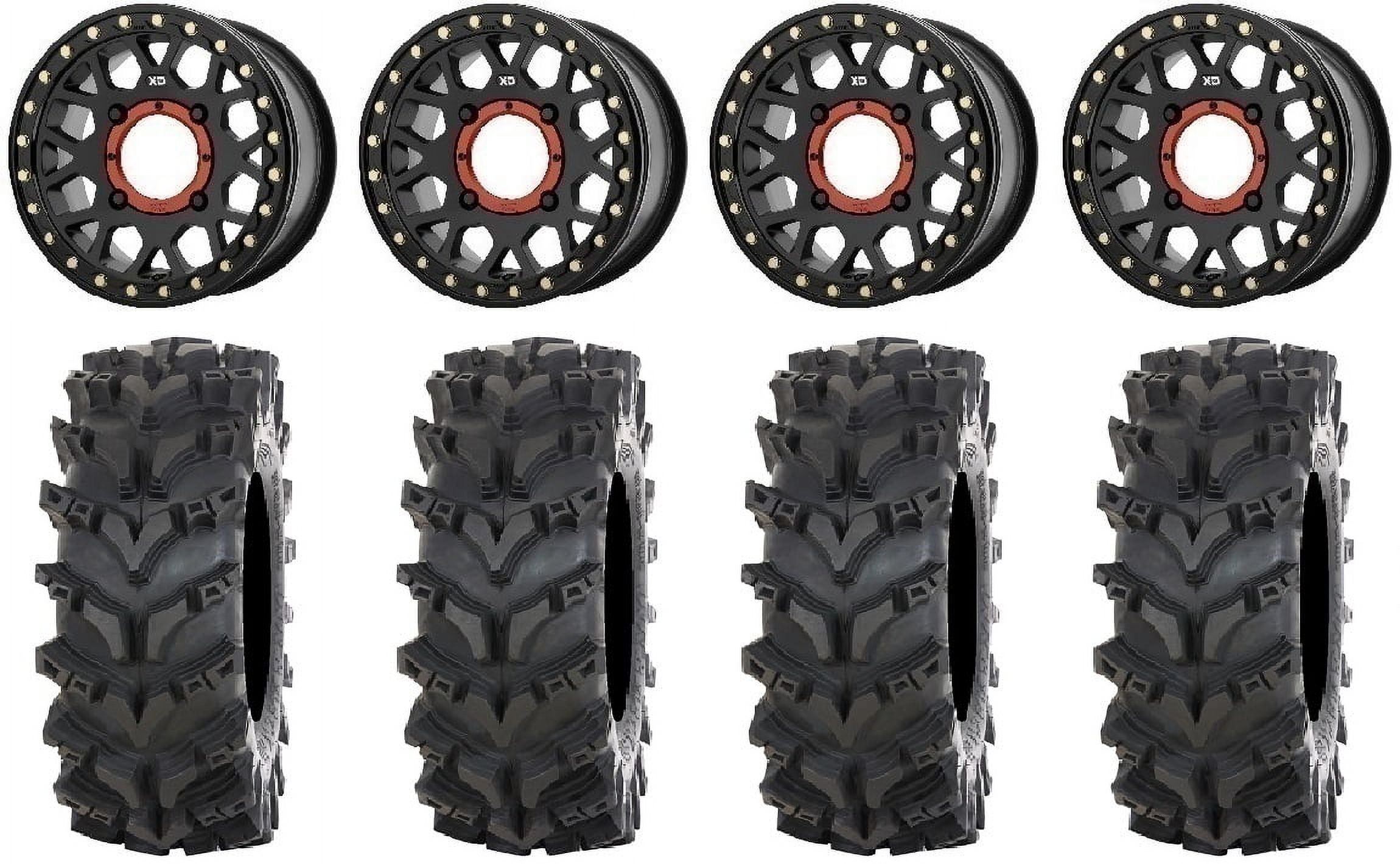 KS235 Grenade Beadlock 14" Wheels Bk 32" Out&Back Max Tires Sportsman ...