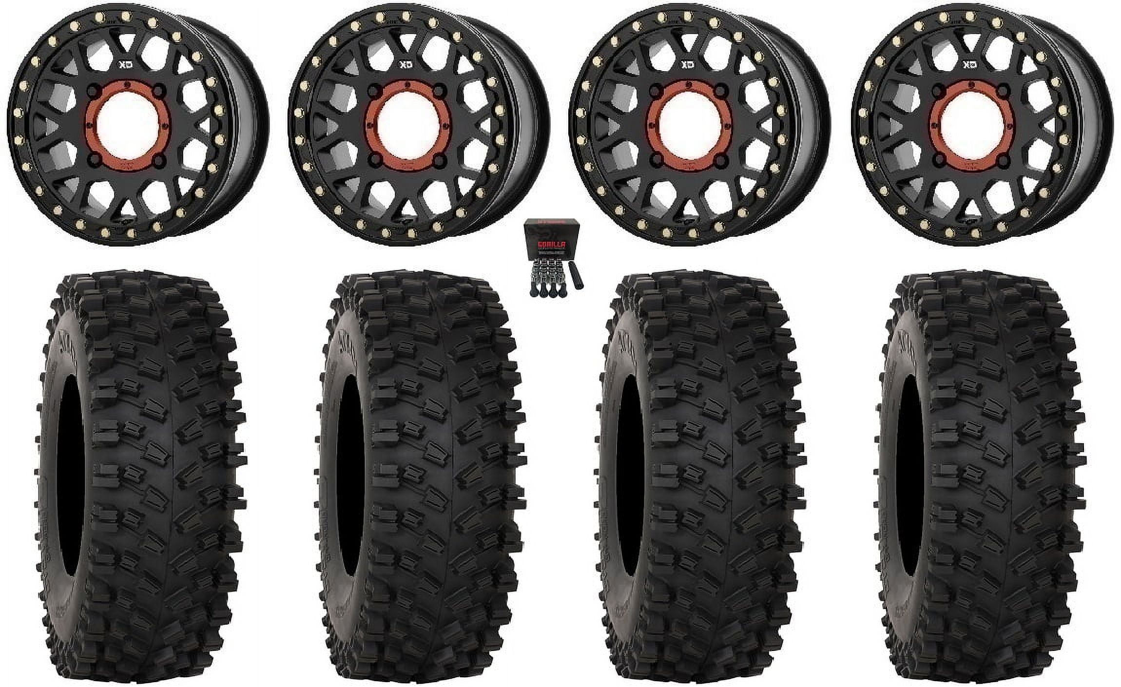 KS235 Grenade Beadlock 14" Wheels Black 28" ATX470 Tires Polaris RZR XP ...