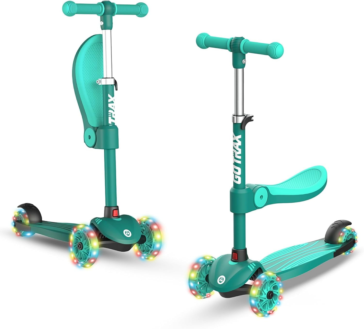 KS3 Kids Kick Scooter, LED Lighted Wheels, Adjustable Height Handlebars ...