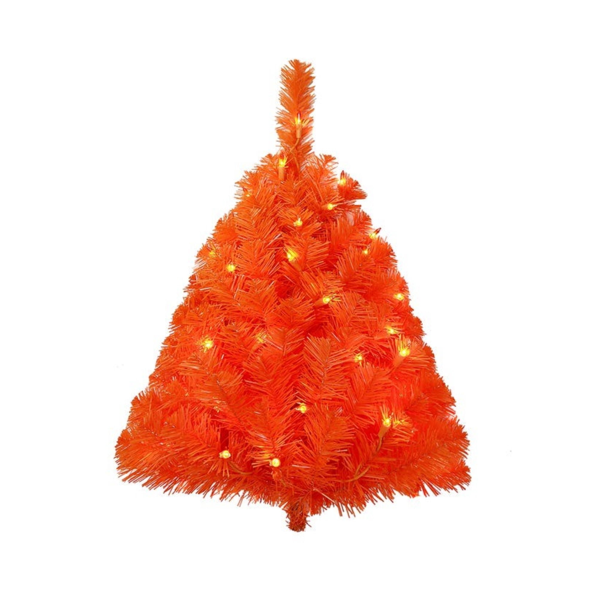 KSA 2' Pre-Lit Orange Artificial Half Wall Tree, Incandescent Lights ...