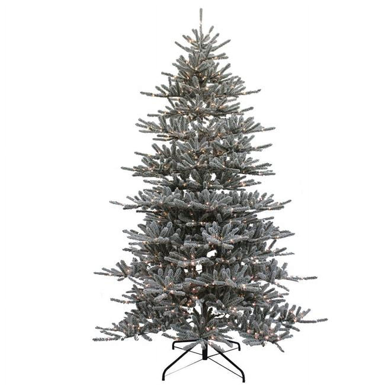 KSA 9' Pre-Lit Flocked Vail Pine Artificial Christmas Tree, Warm White ...