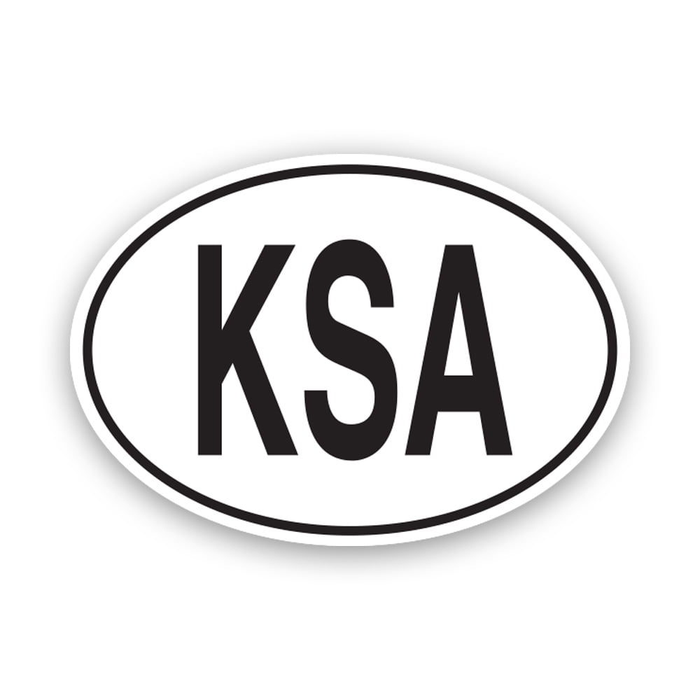 KSA Saudi Arabia Country Code Oval Sticker Decal - Self Adhesive Vinyl ...