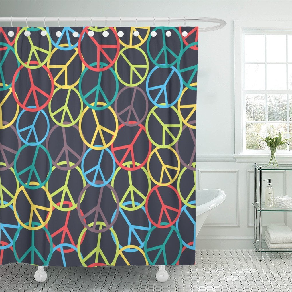 KSADK Abstract Colorful Made of Peace Sign Circle Shower Curtain ...