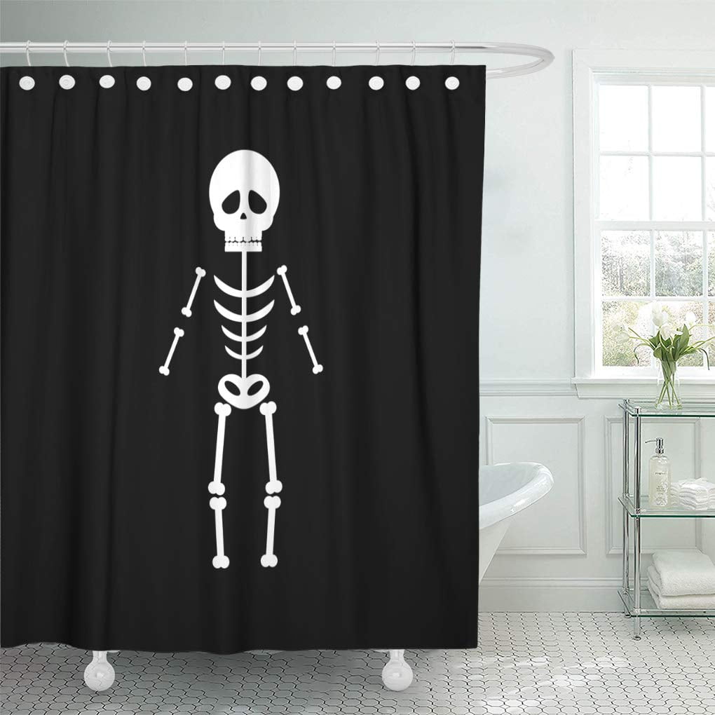 KSADK Anatomy Skeleton Halloween Black Body Bone Chest Shower Curtain ...