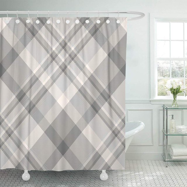 KSADK Brown Border Plaid Check Pattern in Beige and Gray Checker ...