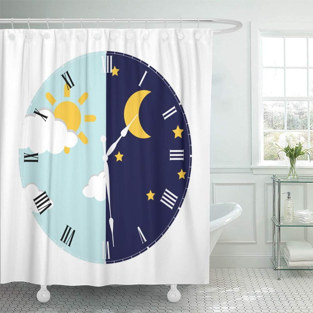 KSADK Clock with Day Night Face Blue Sky with Clouds and Sun Moon and ...