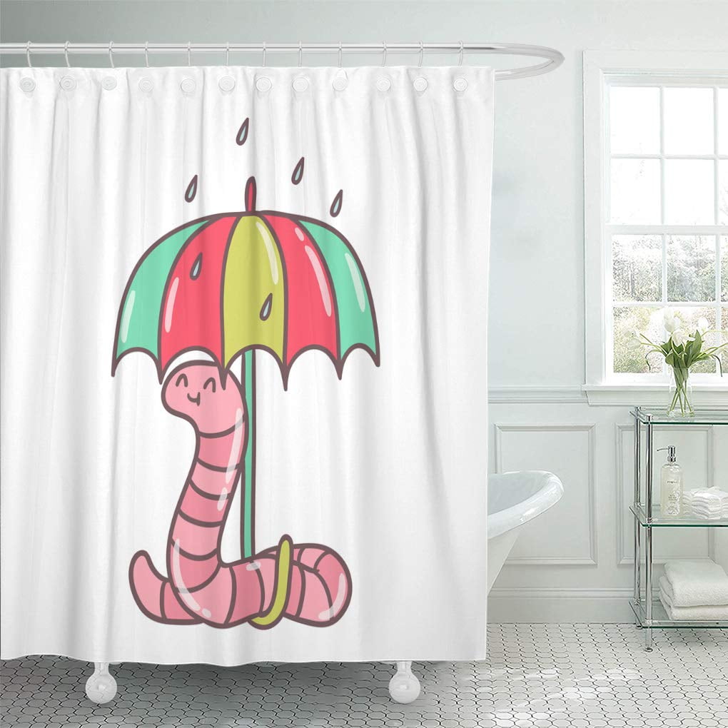 KSADK Colorful Cartoon Cute Funny Worm with Umbrella Pink Earthworm ...