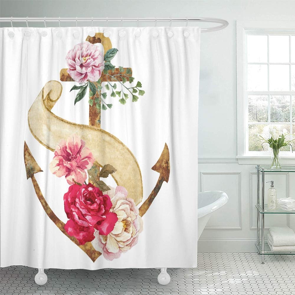 KSADK Colorful Watercolor Anchor Parchment Feathers Peony Rose Bouquet ...