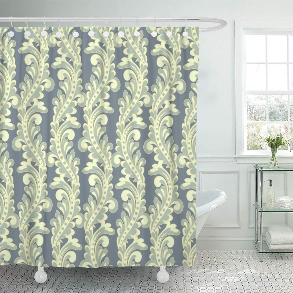 Ksadk Damask Baroque Pattern Antique Curl Curtains Curves Drawing
