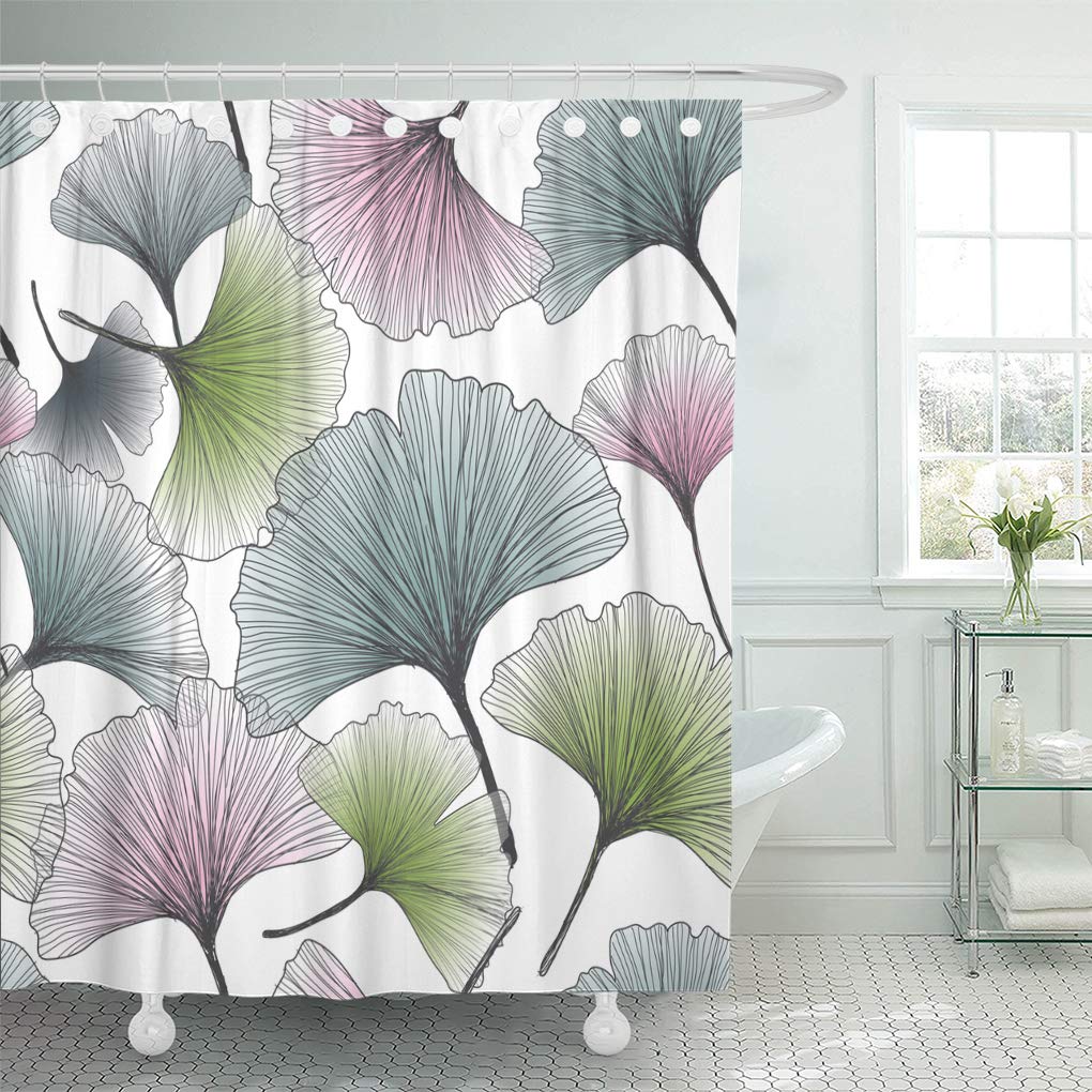 KSADK Ginkgo Green Leaf Gingko Biloba White Abstract Flower Ginko ...