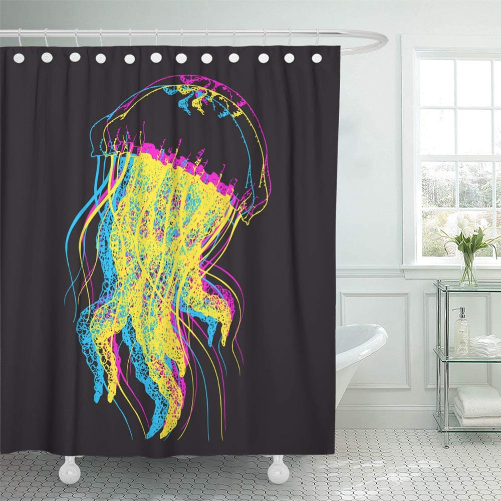 KSADK Jellyfish CMYK Beautiful Medusa with Tentacles Sketch Marine ...