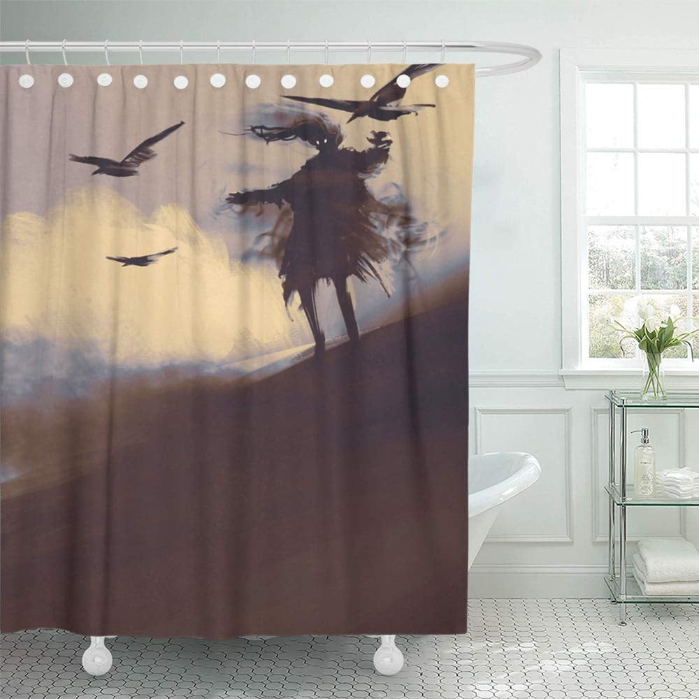 KSADK Watercolor Horror Ghost with Flying Crows in The Desert Digital ...