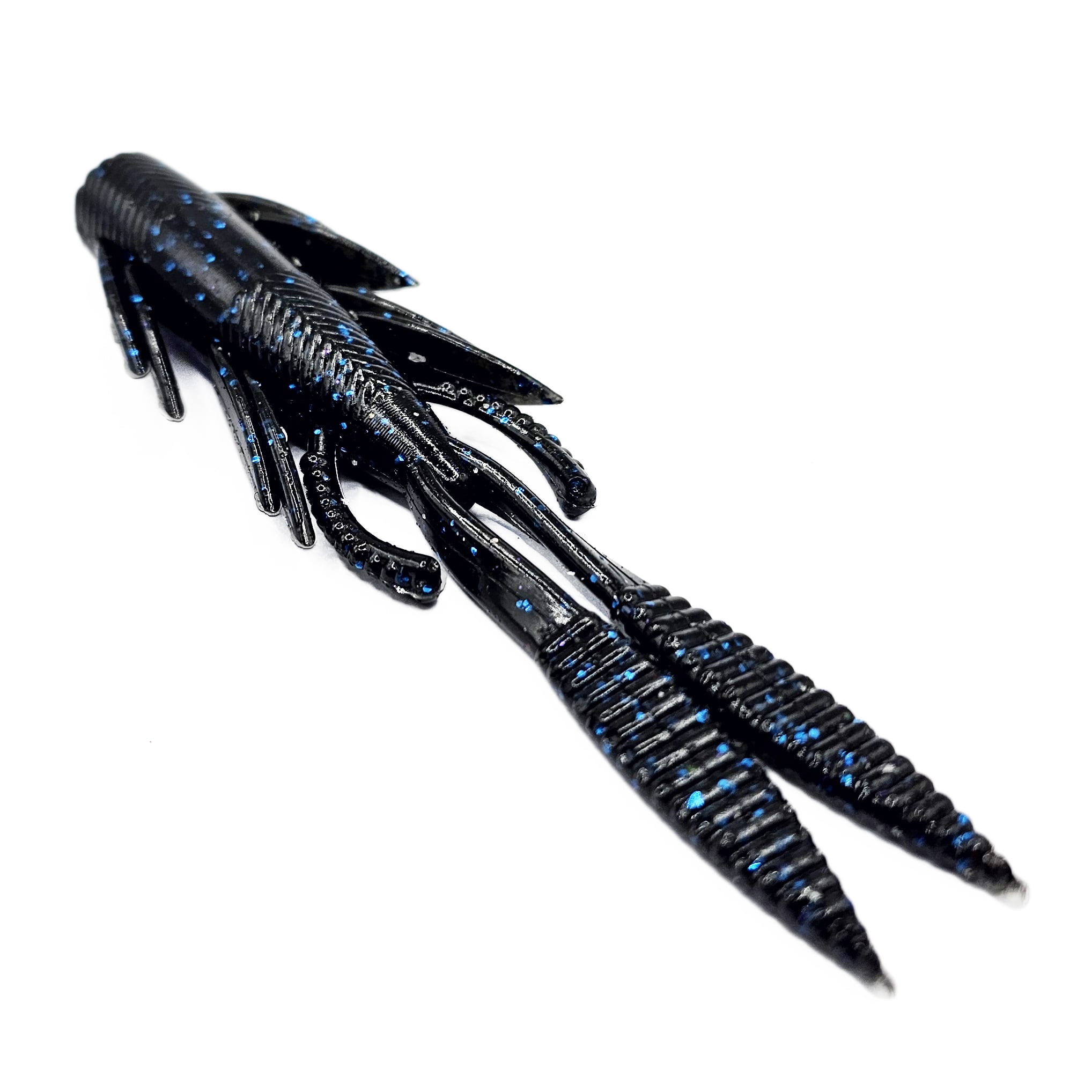 KSB 4in Kabuto Creature Lure Bass Fishing Softbait (Black w/ Blu Flake)- 8 Pc Pack - Walmart.com