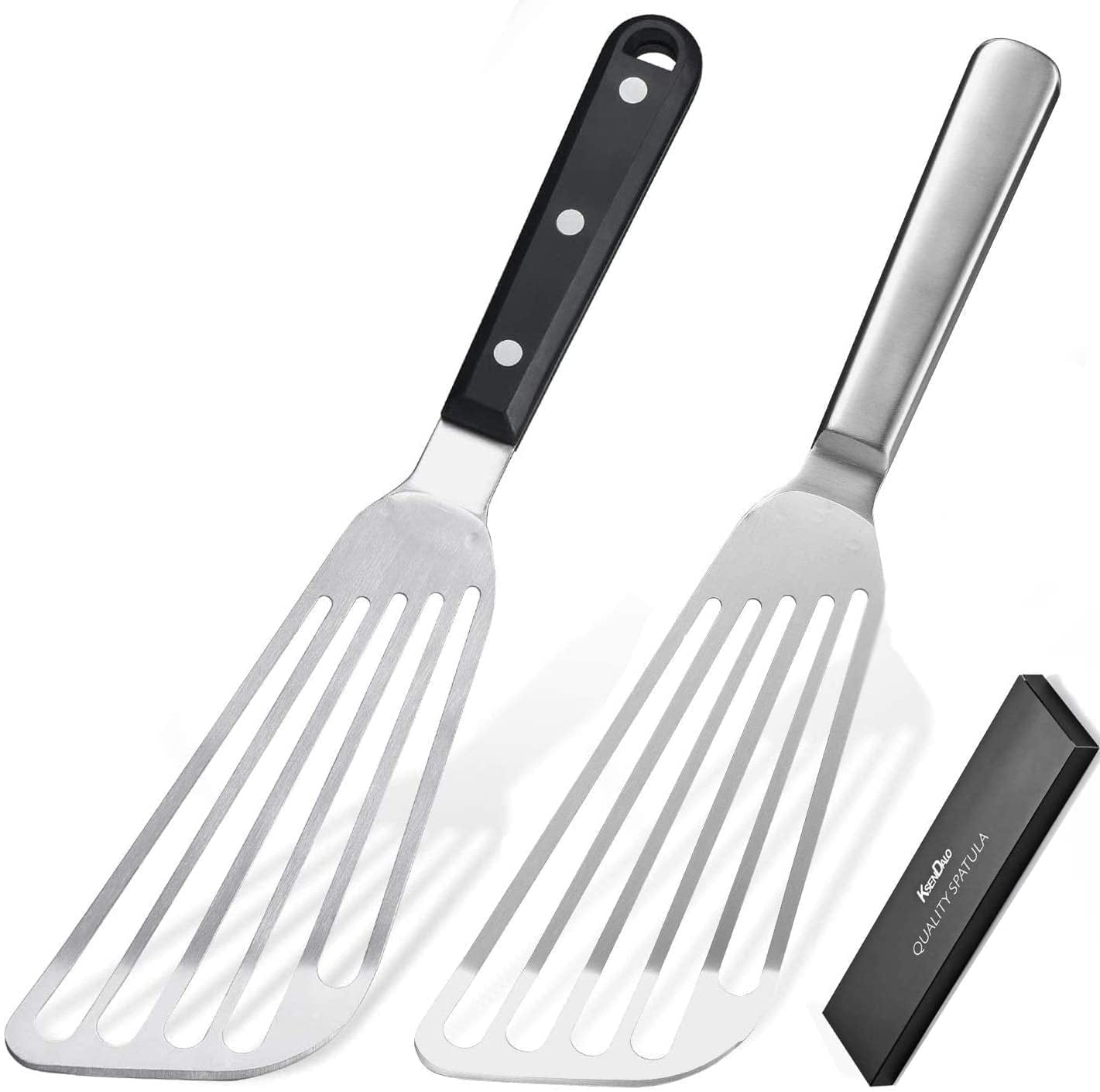 KSENDALO Fish Spatula Stainless Steel Flexible Thin Slotted Angled ...