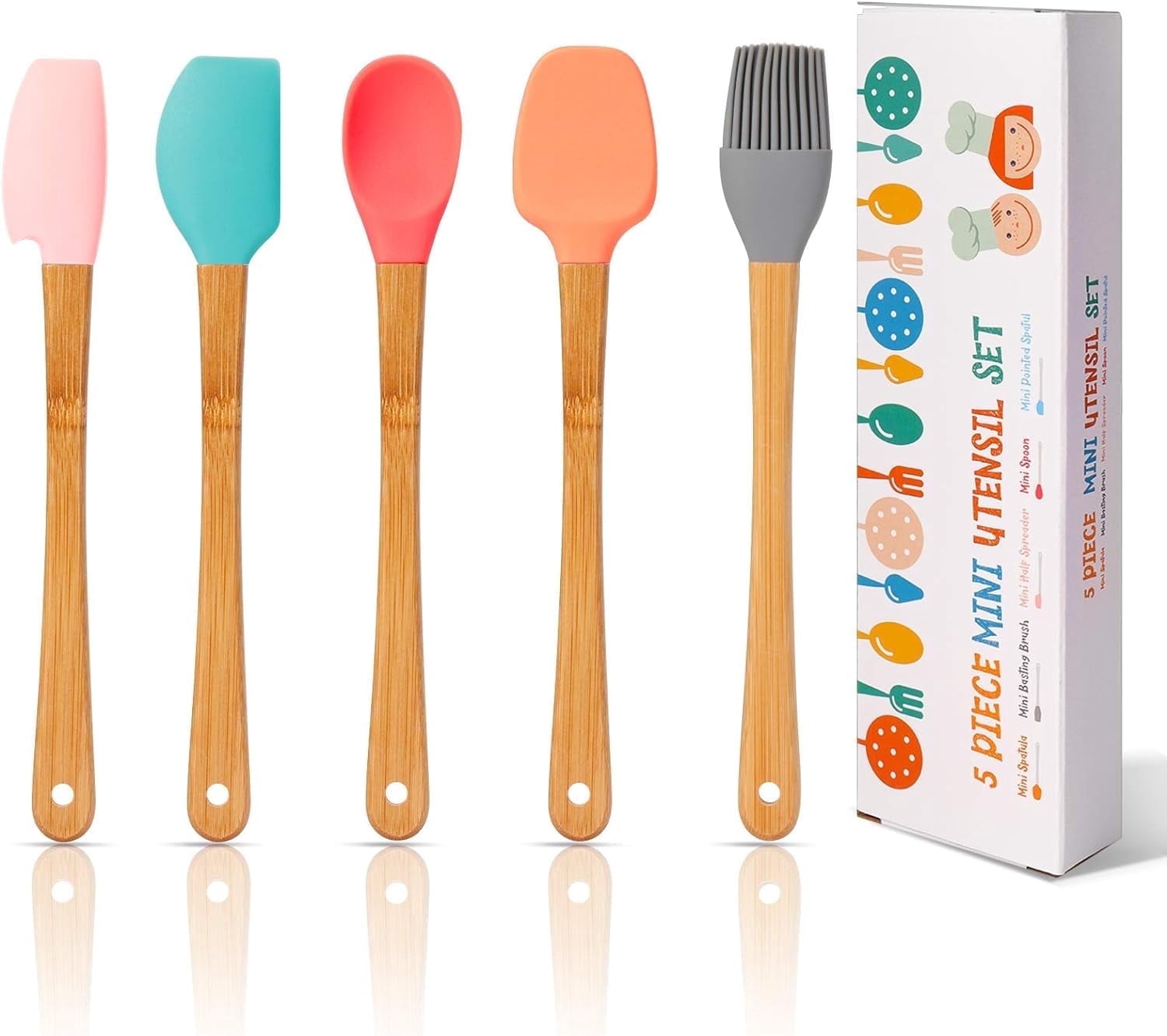 KSENDALO Durable Mini Spatulas Set of 5, Heat Resistant Silicone ...