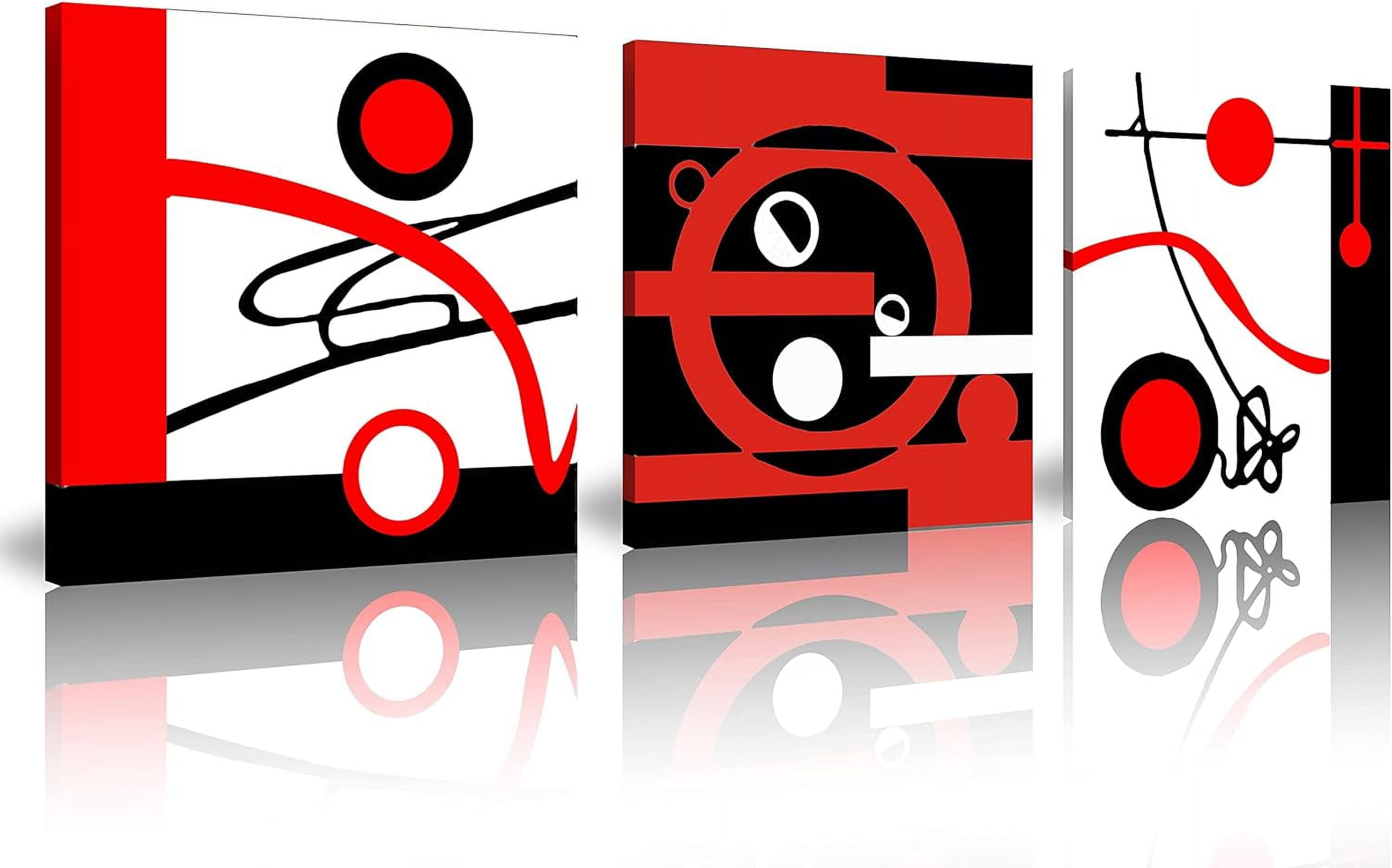KSIW-3 PCS Modern Red Decor Geometric Abstract Prints Kitchen Decor ...