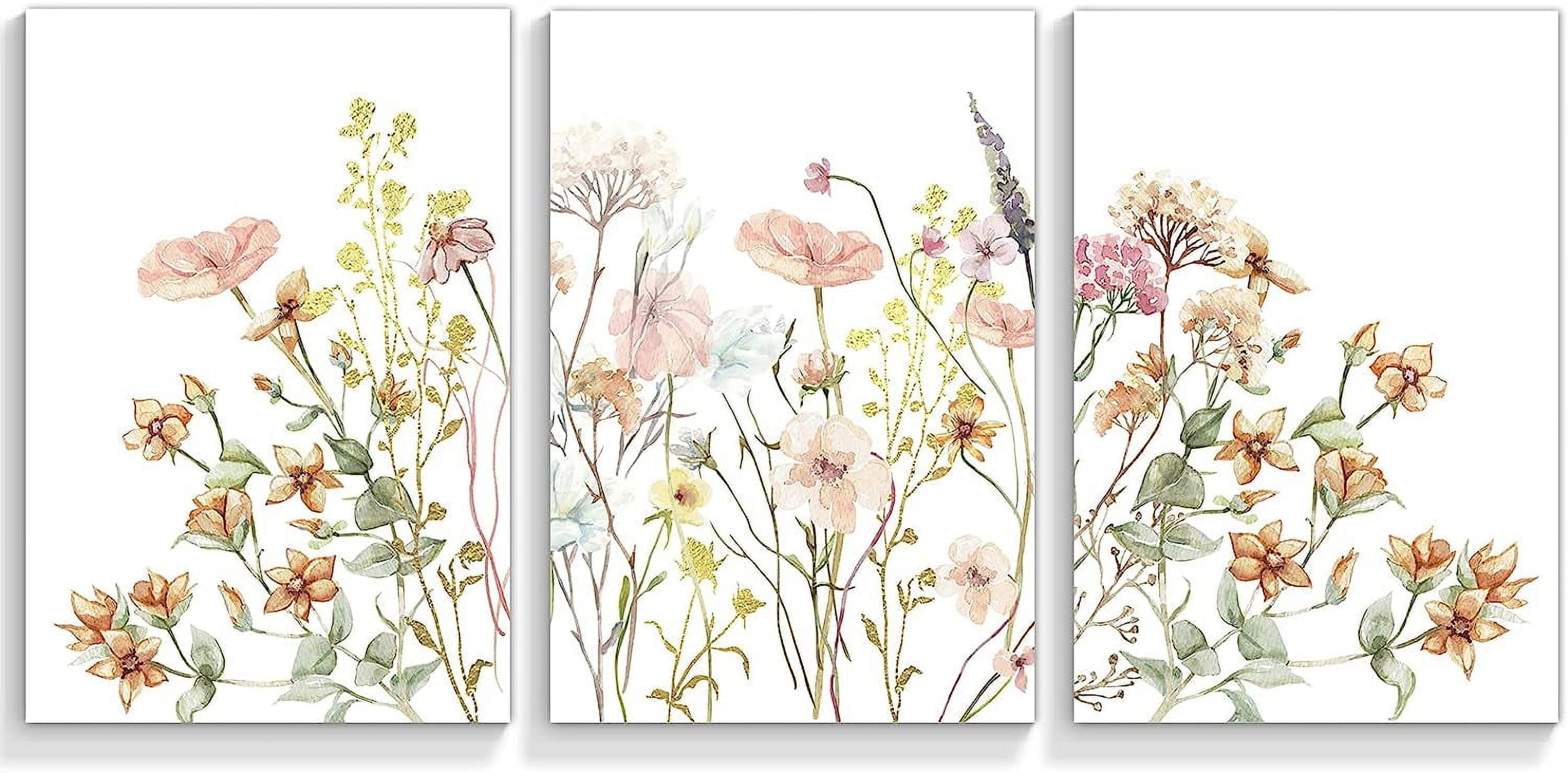 KSIW-3 Piece Spring Colorful Wildflower Botanical Canvas Wall Art ...