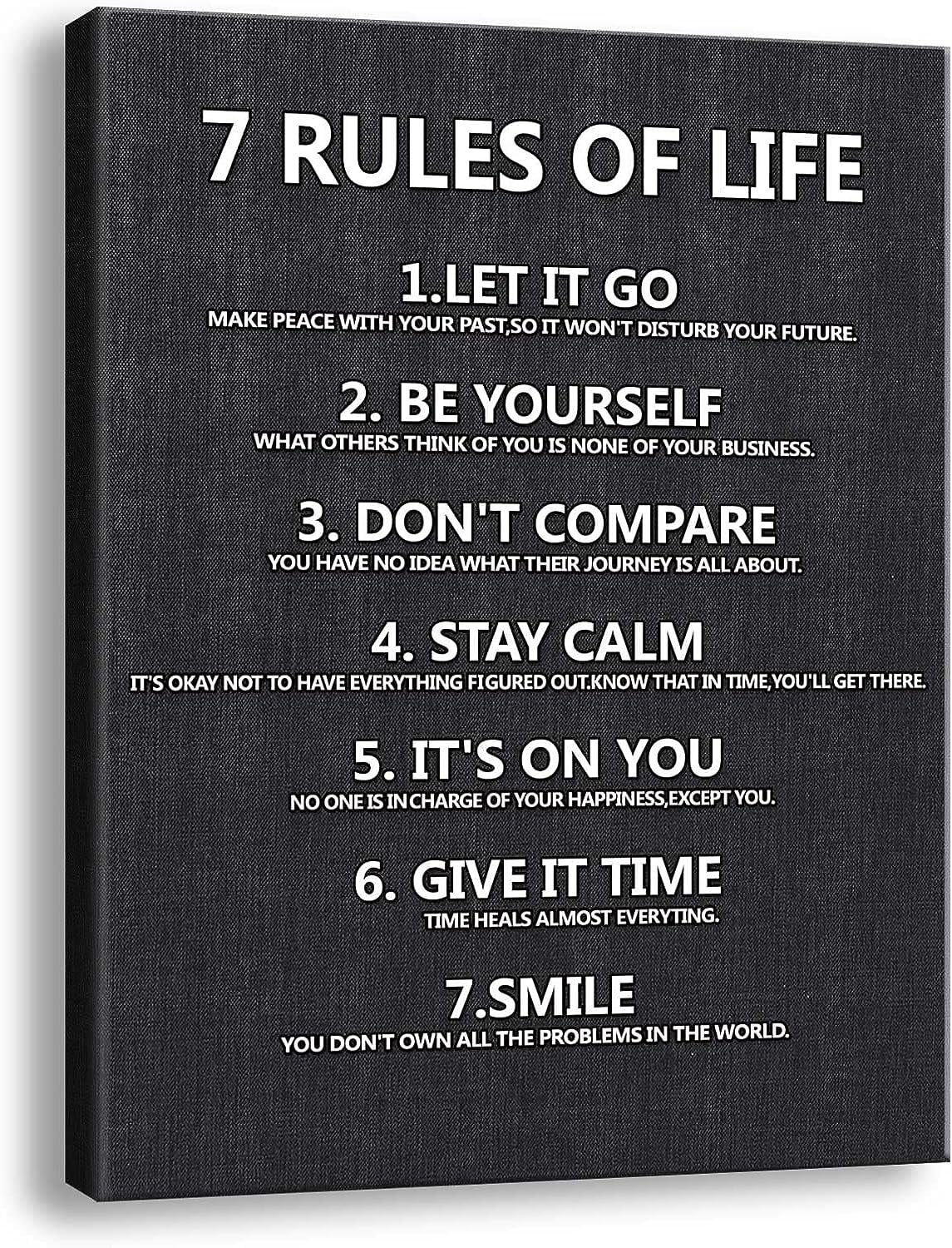KSIW-7 Rules of Life Motivational wall decor on canvas for classroom ...
