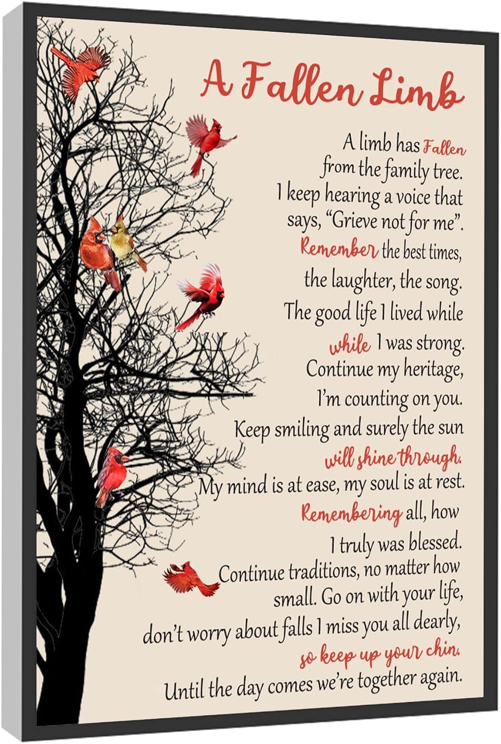 KSIW-A Limb Has Fallen From Our Family Tree Wall Art Memorial Poem ...