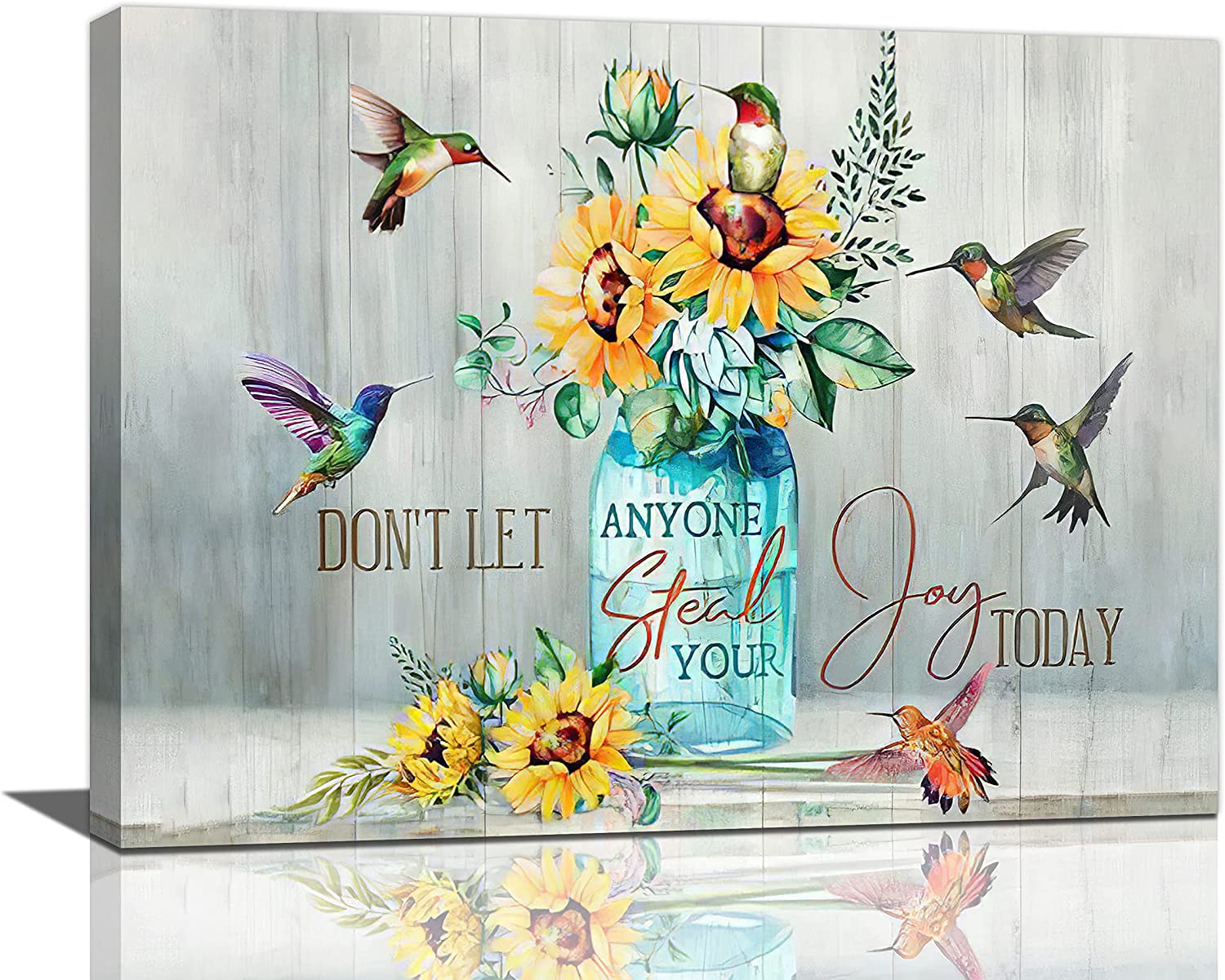 KSIW-Abstract Hummingbird Sunflower Wall Art Canvas Inspirational ...