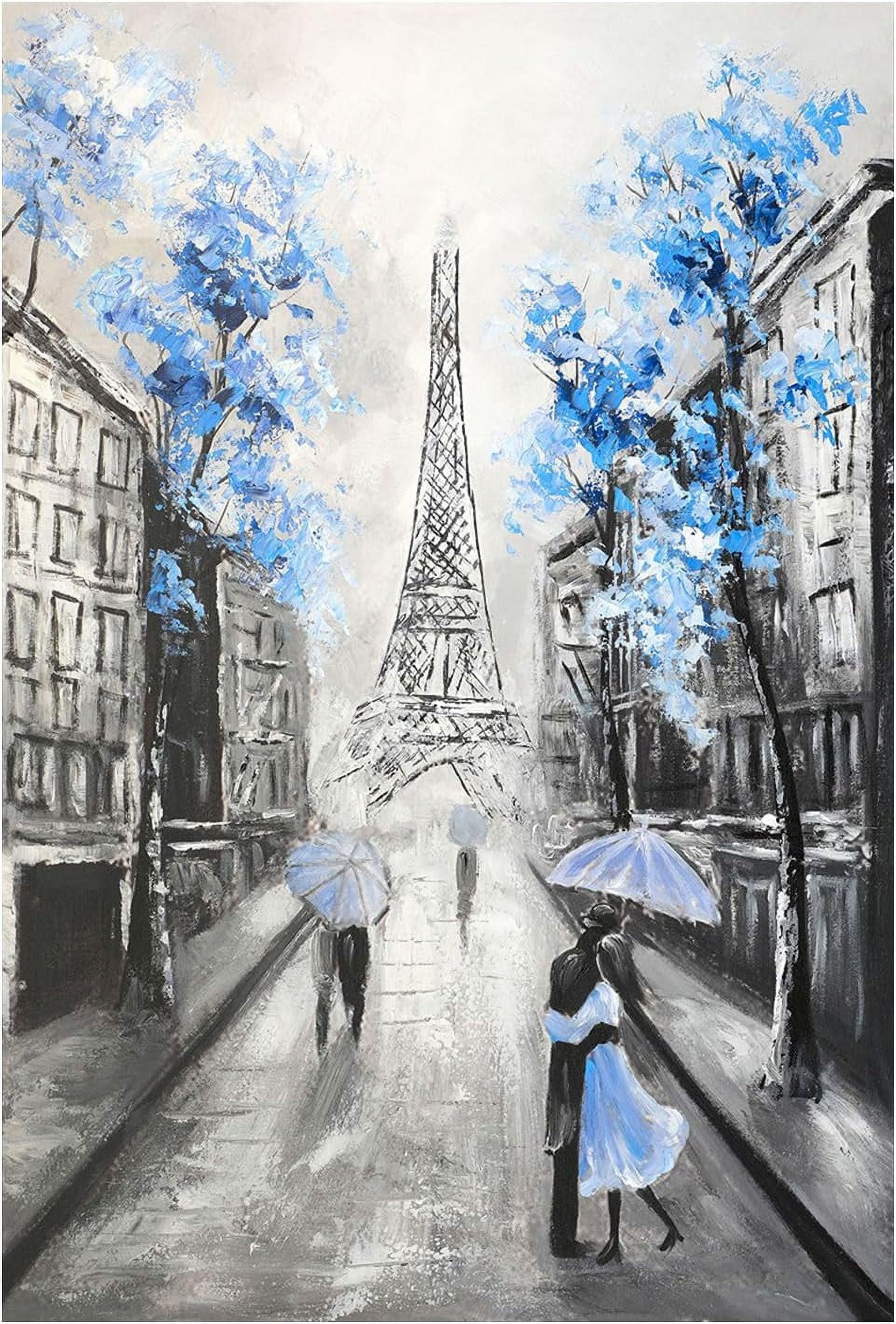 KSIW-Abstract Paris Canvas Wall Art: Black White Eiffel Tower Picture ...