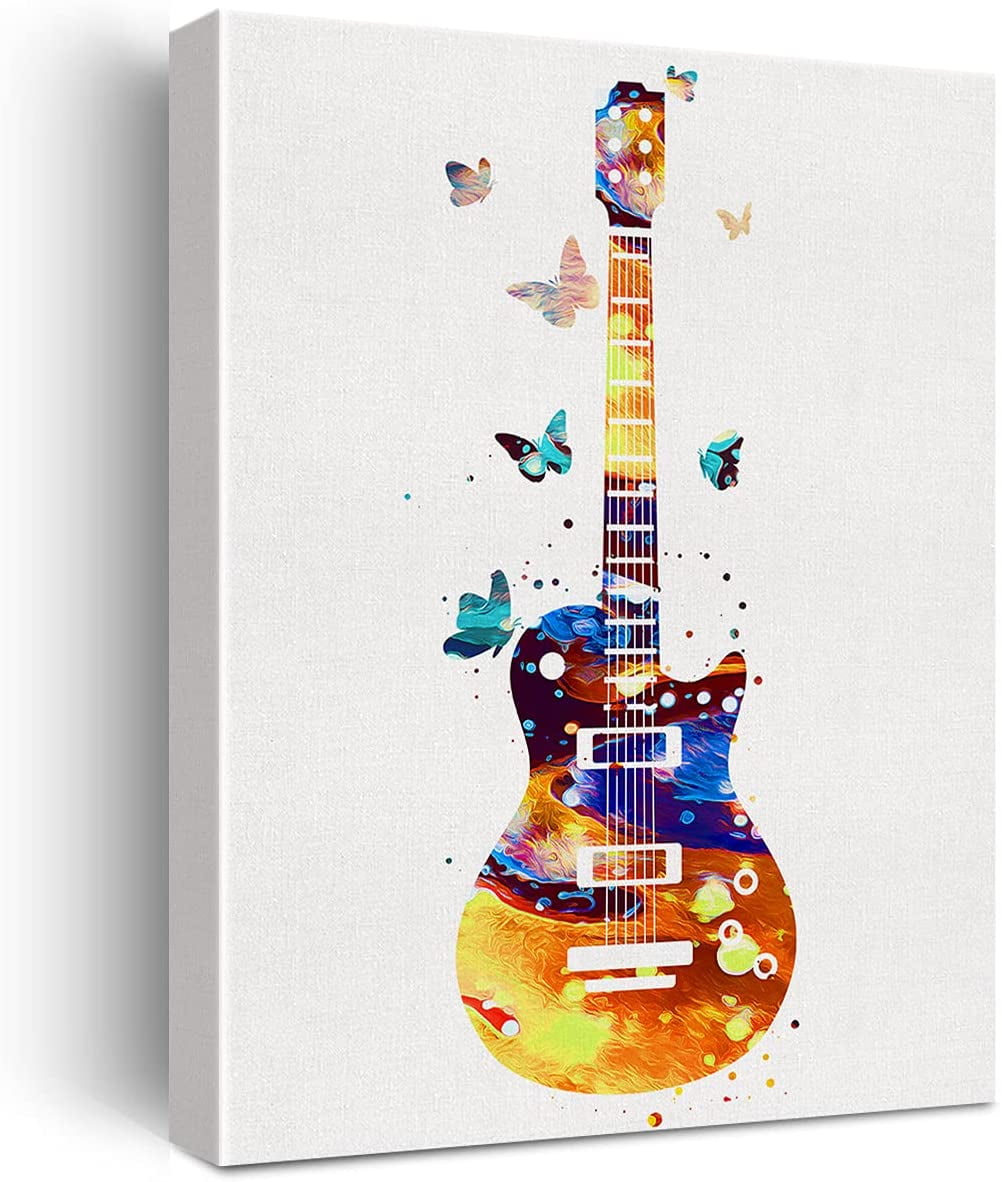 KSIW-Acoustic Guitar Watercolor Music Instrument Art Guitar Canvas ...